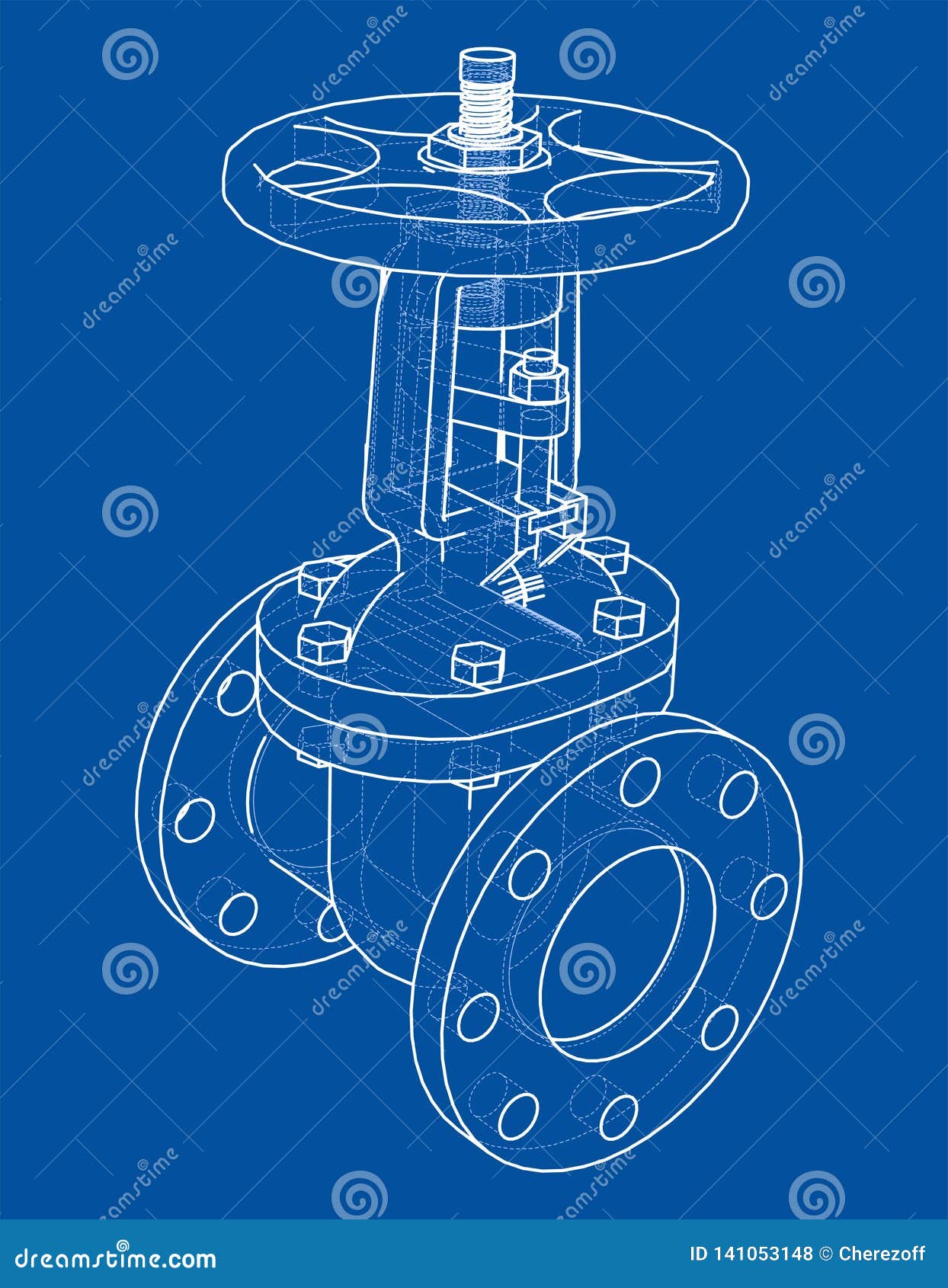 Industrial Valve Outline. Vector Rendering of 3d Stock Vector ...