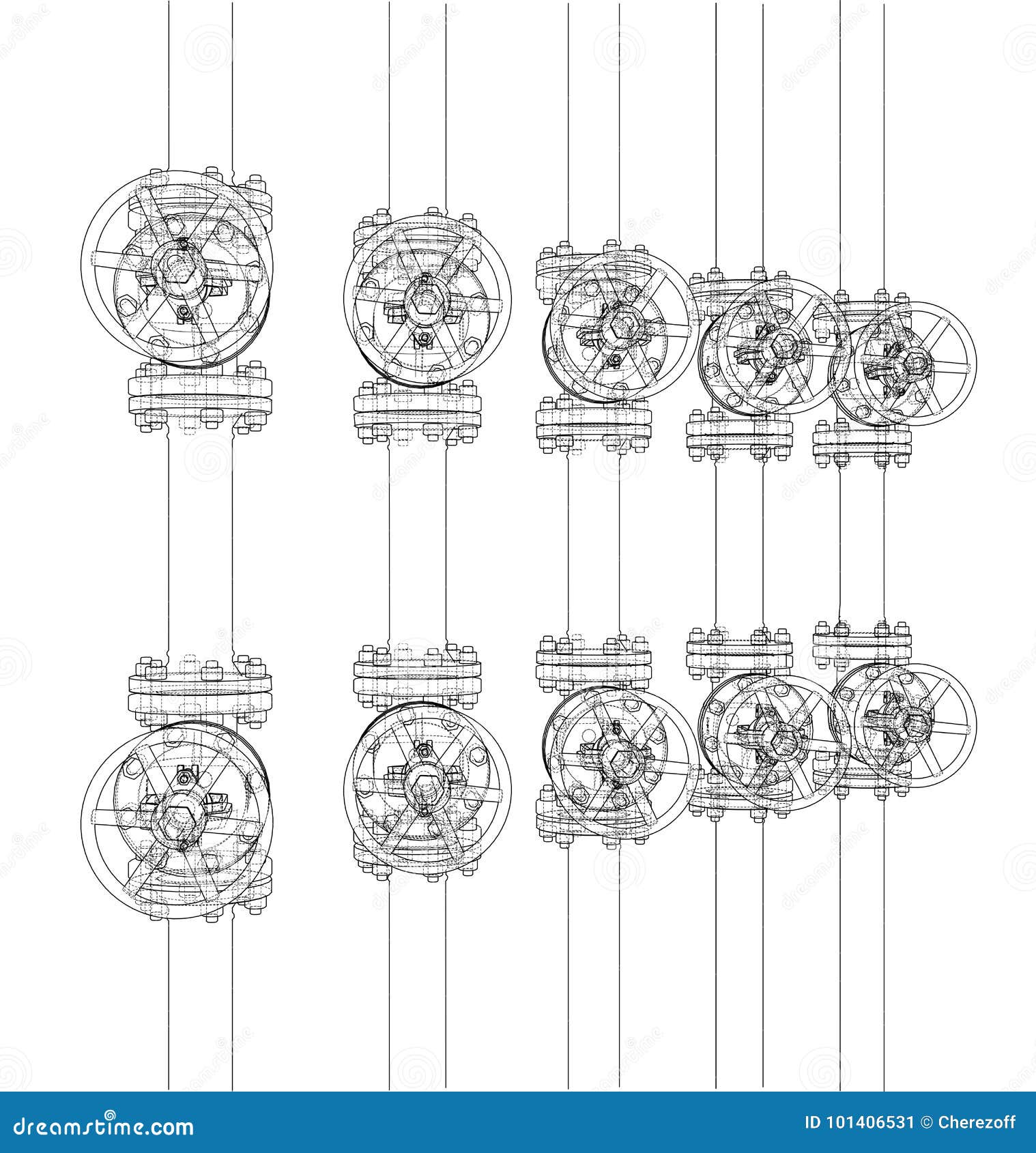 Industrial Valves Sketch. Vector Stock Vector - Illustration of ...