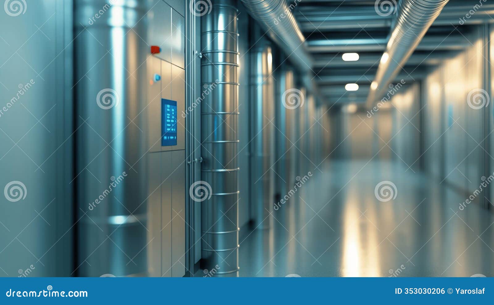 Industrial Ventilation Space with Gleaming Metallic Ductwork and ...