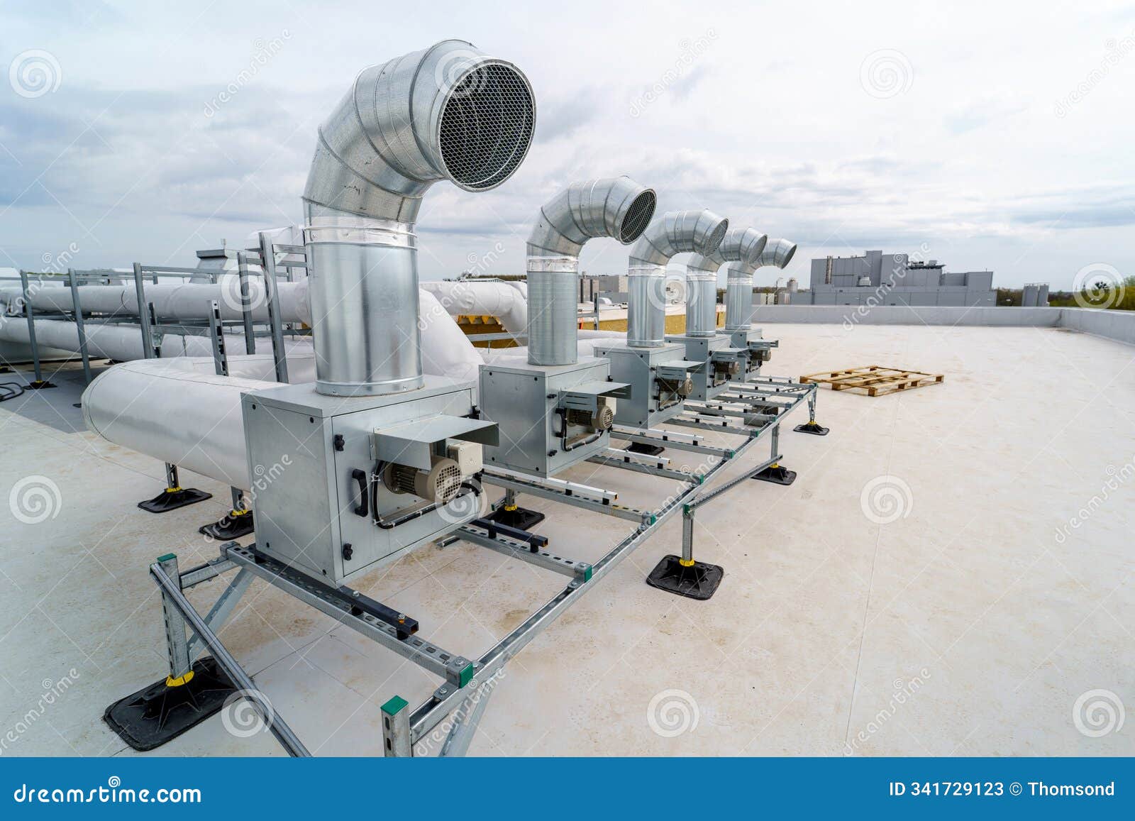 Industrial Ventilation Units on Rooftop System Stock Image - Image of ...