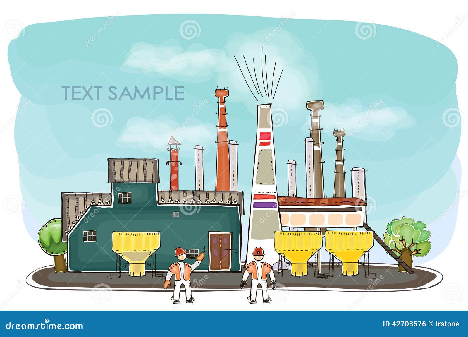 Industrial View Illustration, Factory Royalty-Free Cartoon ...