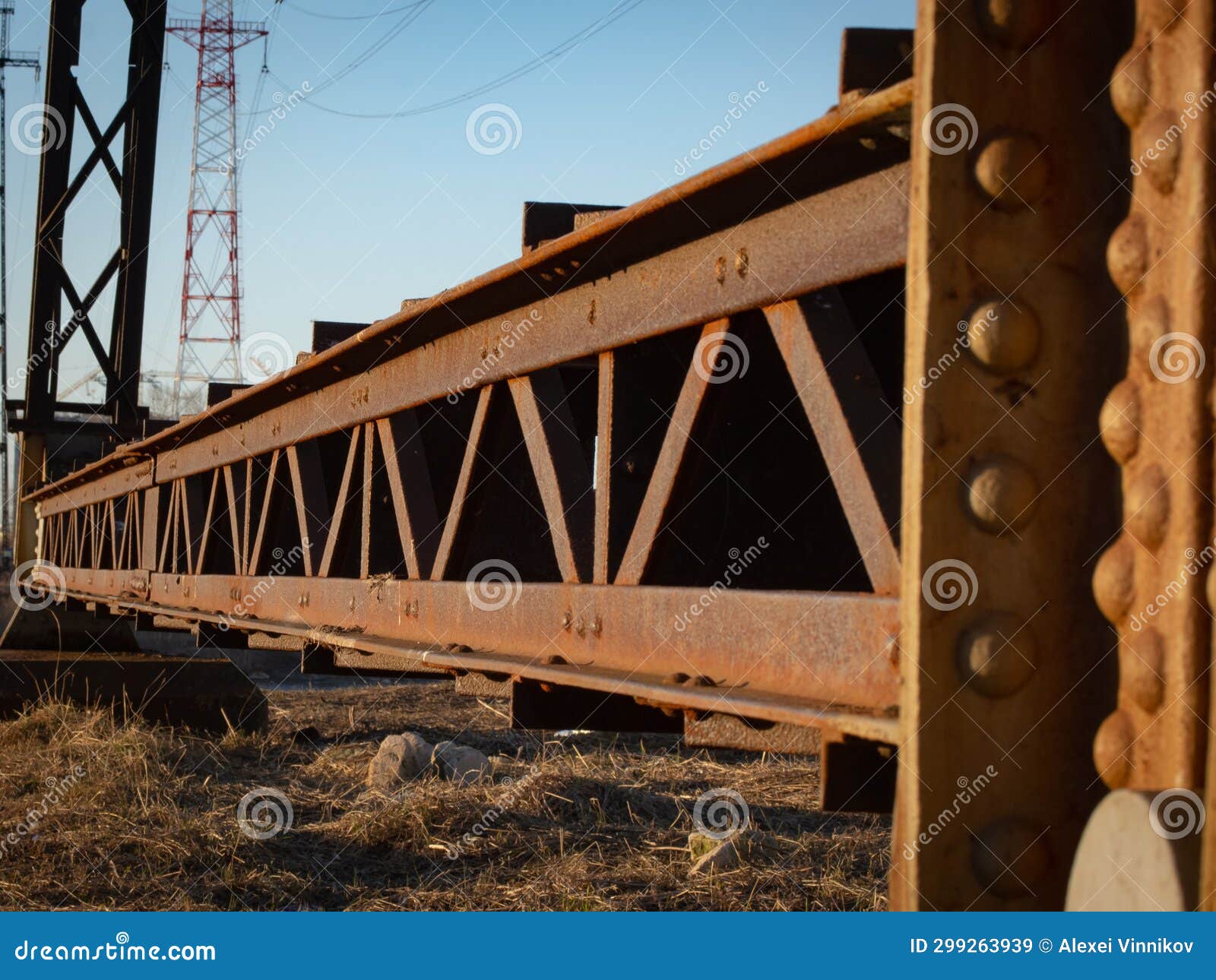 Power Line Tower Support Base. Heavy Metal Structures Stock Image ...