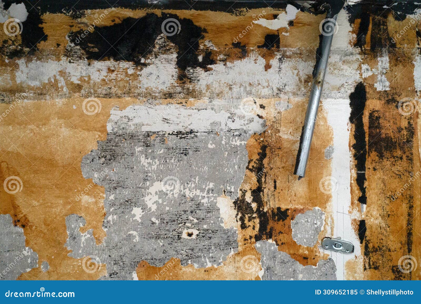Industrial Wall with Decaying Paint Work and Peeling Rust Stock Image ...