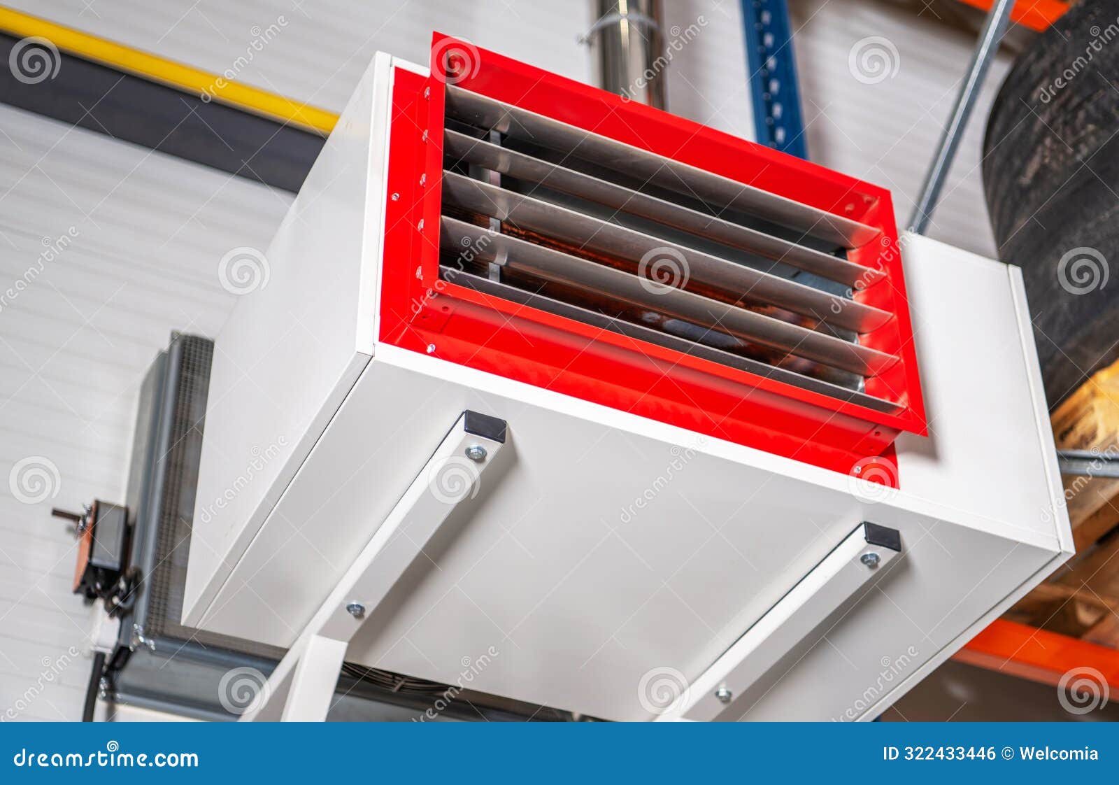 Industrial Wall-Mounted Heater in Warehouse Stock Photo - Image of ...