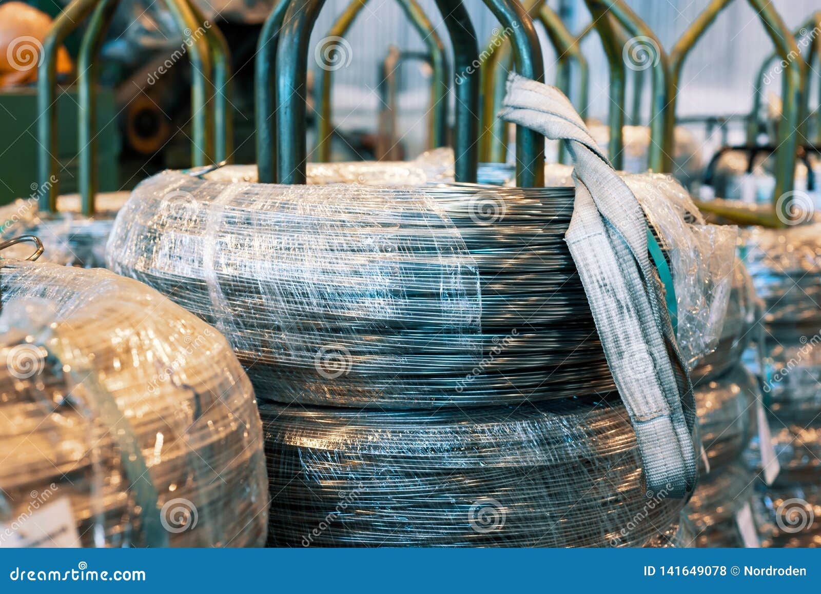 Industrial Warehouse of Cold Rolled Wire. the Wire Coils are Stacked ...
