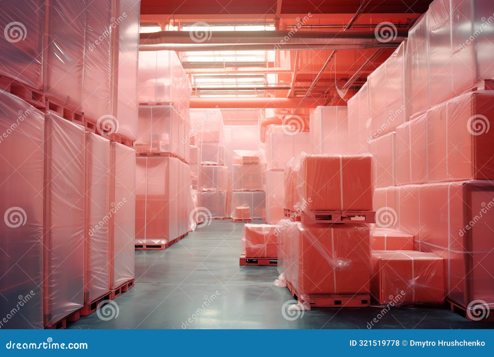 Industrial Warehouse Filled with Plastic-wrapped Pallets and Boxes ...