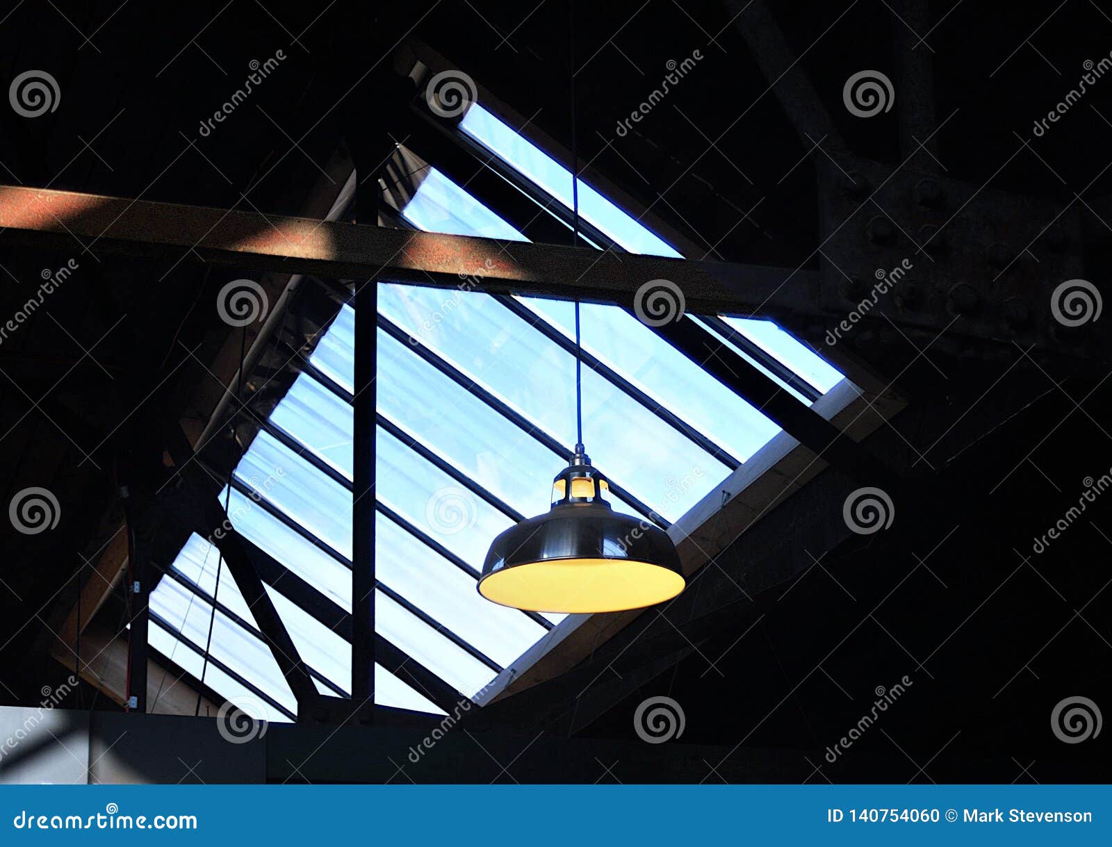 Industrial Warehouse Lighting Rig And Skylight Window Stock Photo ...