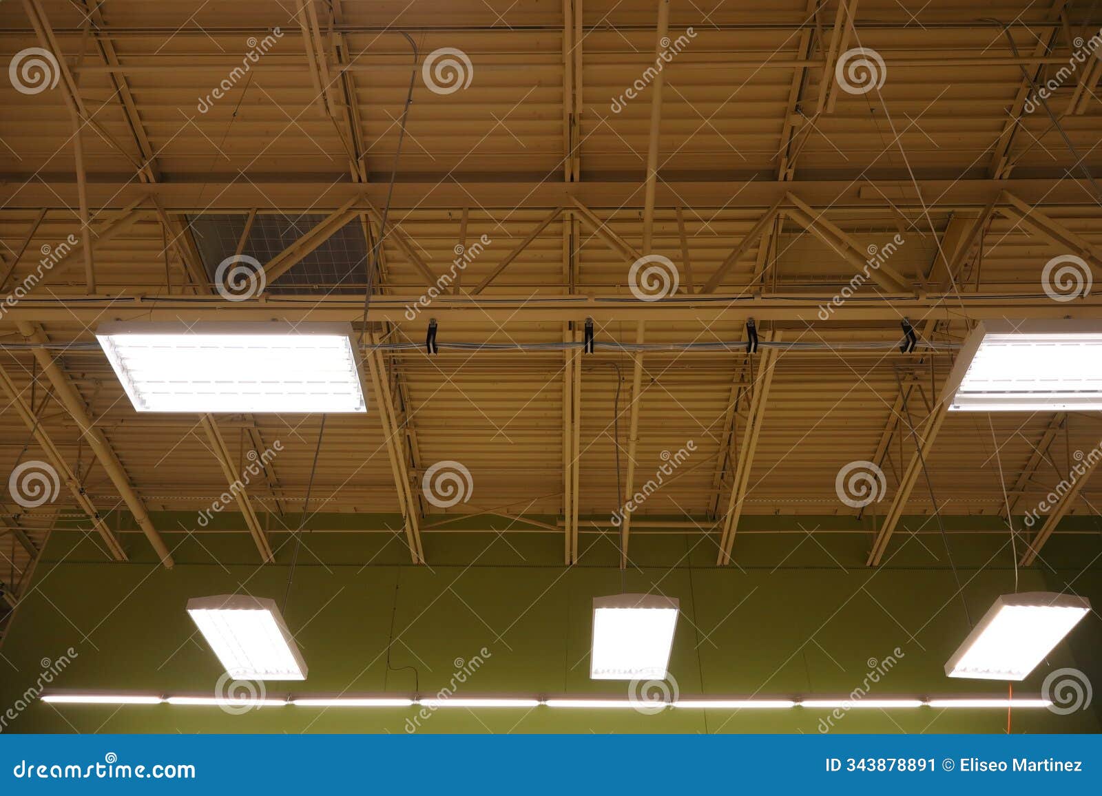 Industrial Warehouse Lights and Ethernet Cable Bundle Stock Image ...