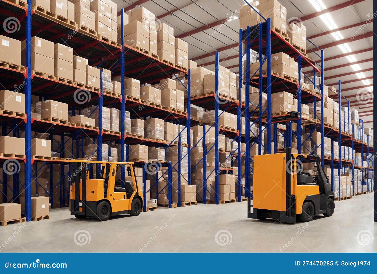 Industrial Warehouse, Racks with Boxes. Generative AI Stock ...