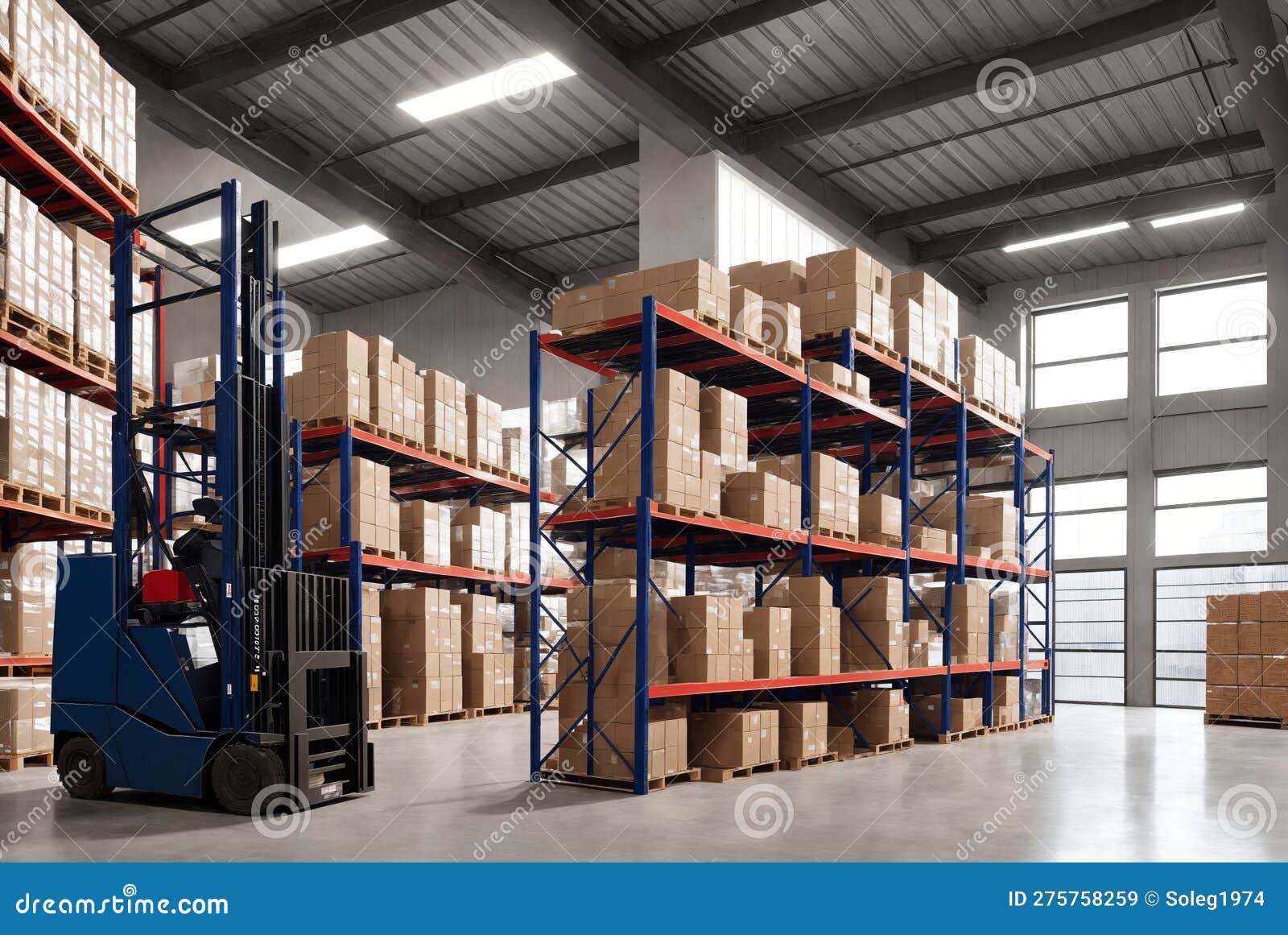 Industrial Warehouse, Racks with Boxes. Generative AI Stock ...