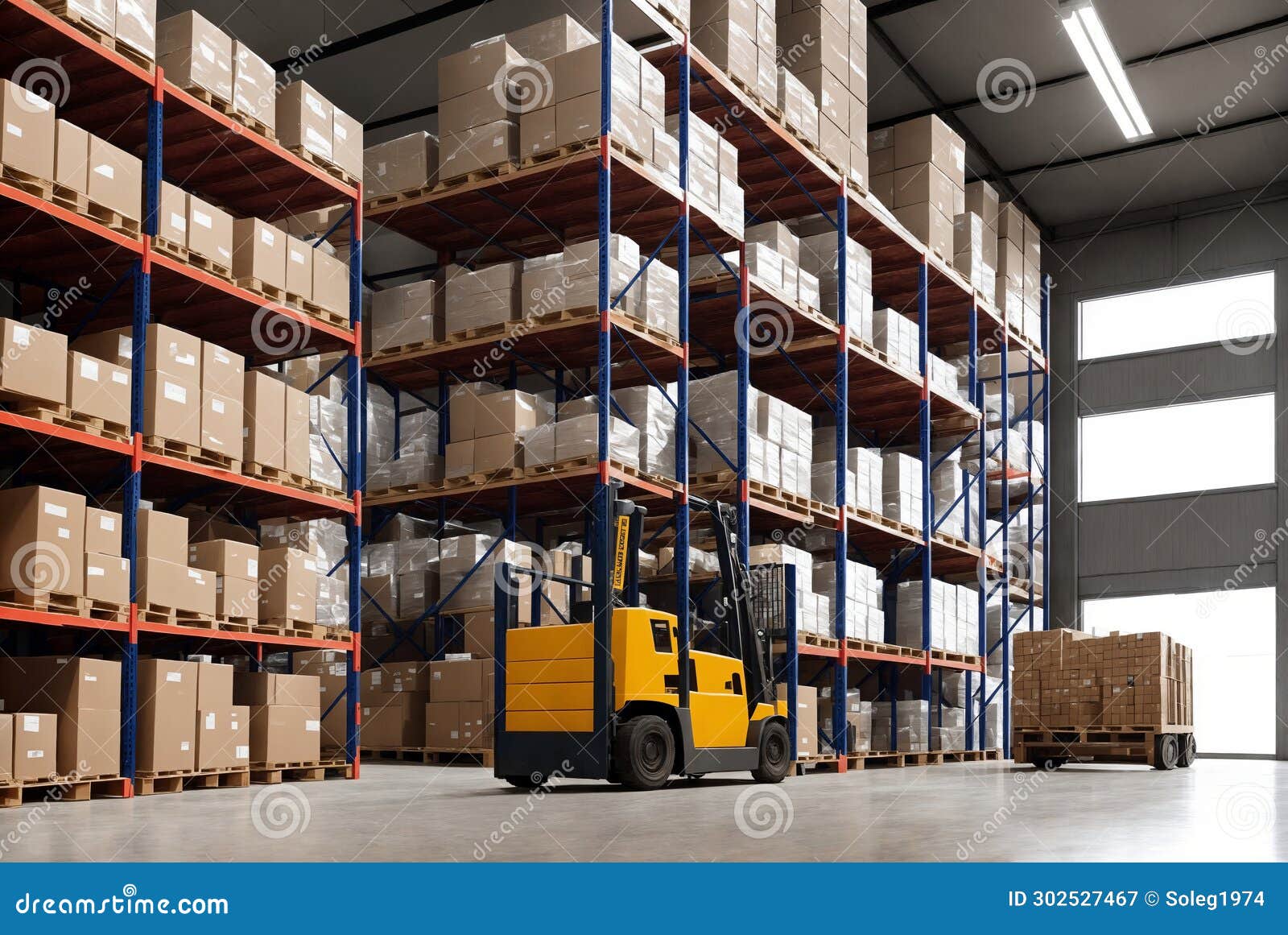 Industrial Warehouse, Racks with Boxes. Generative AI Stock ...