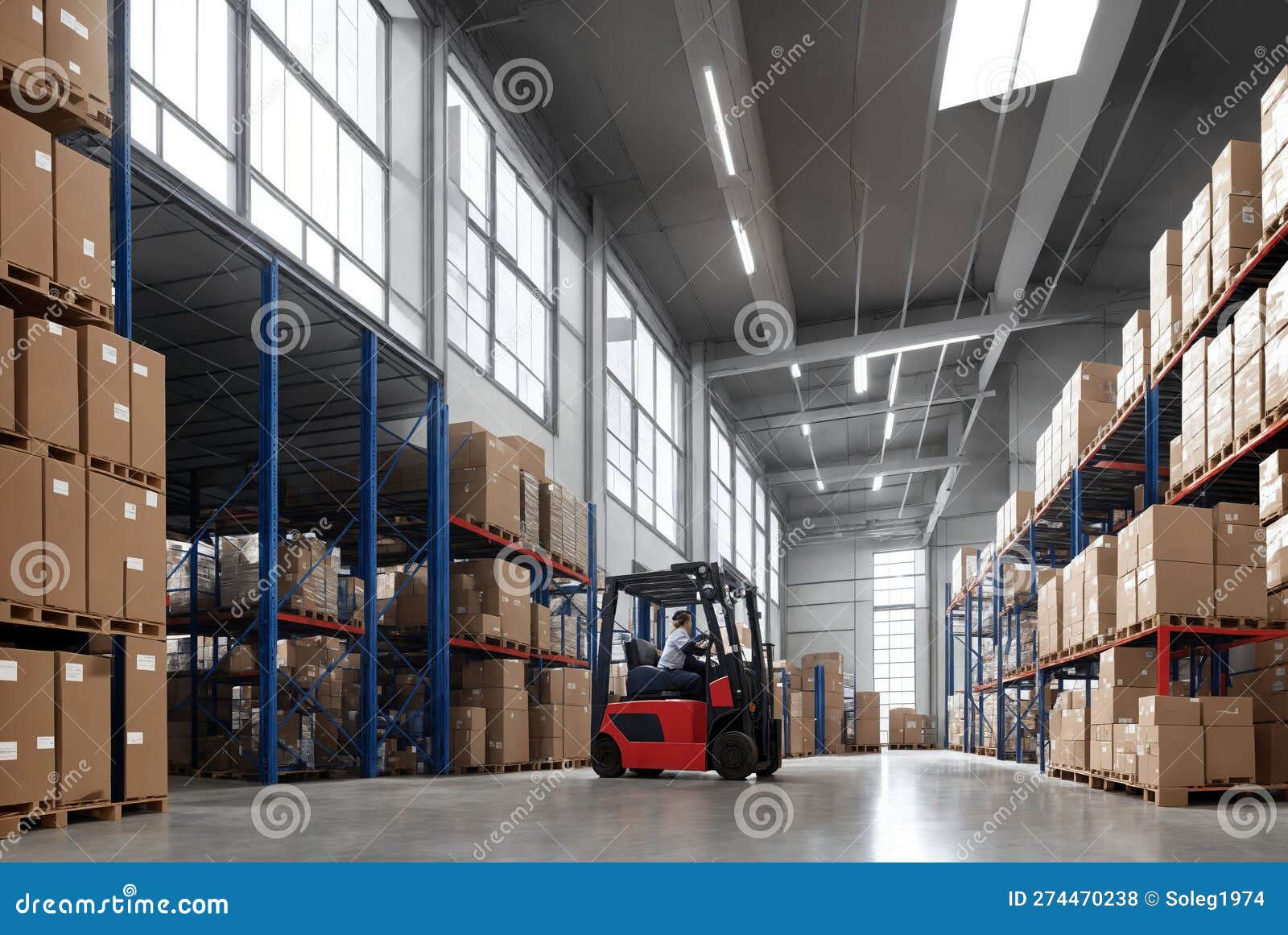 Industrial Warehouse, Shelving with Boxes. Generative AI Stock ...