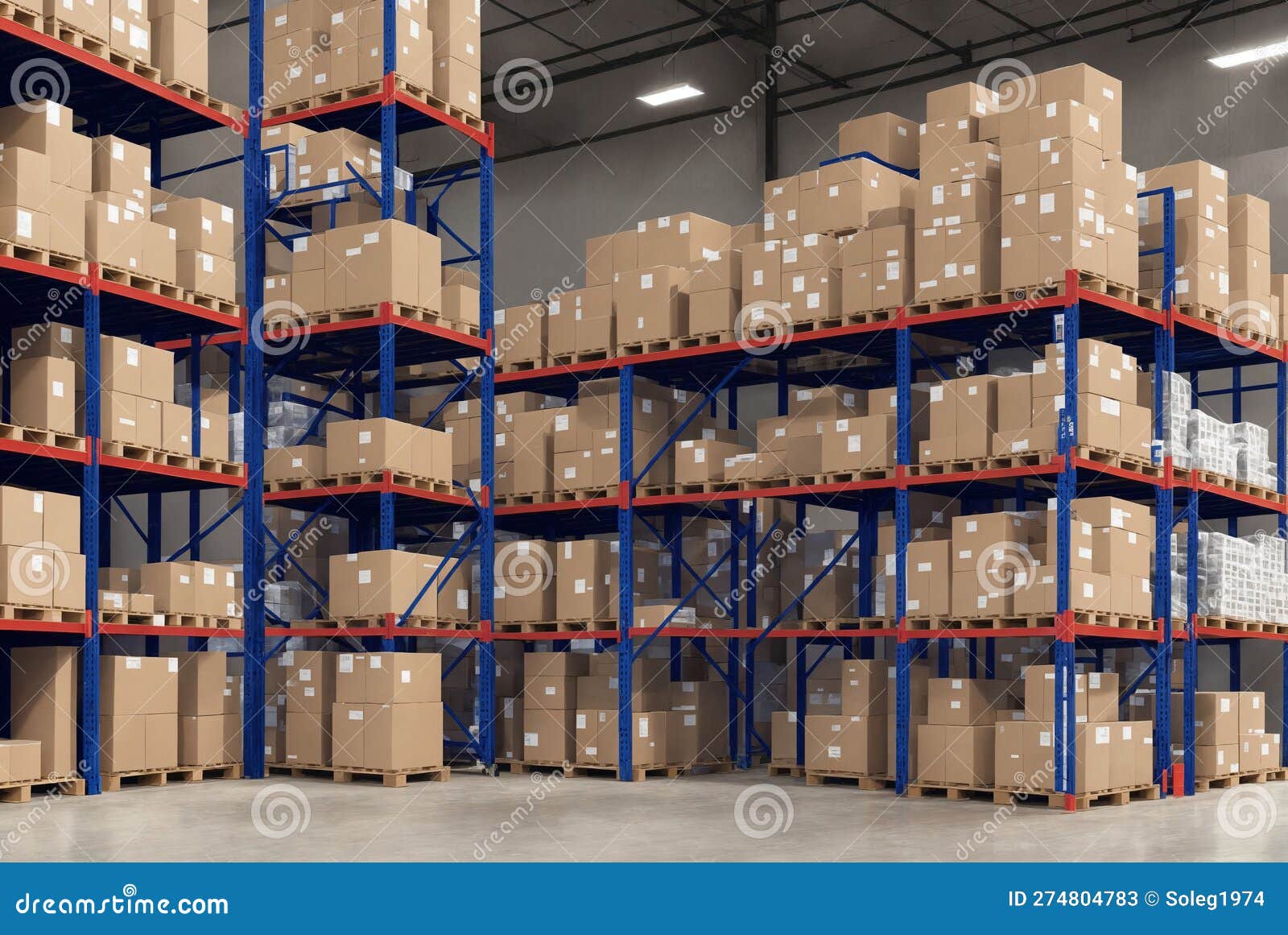 Industrial Warehouse, Shelving with Boxes. Generative AI Stock ...