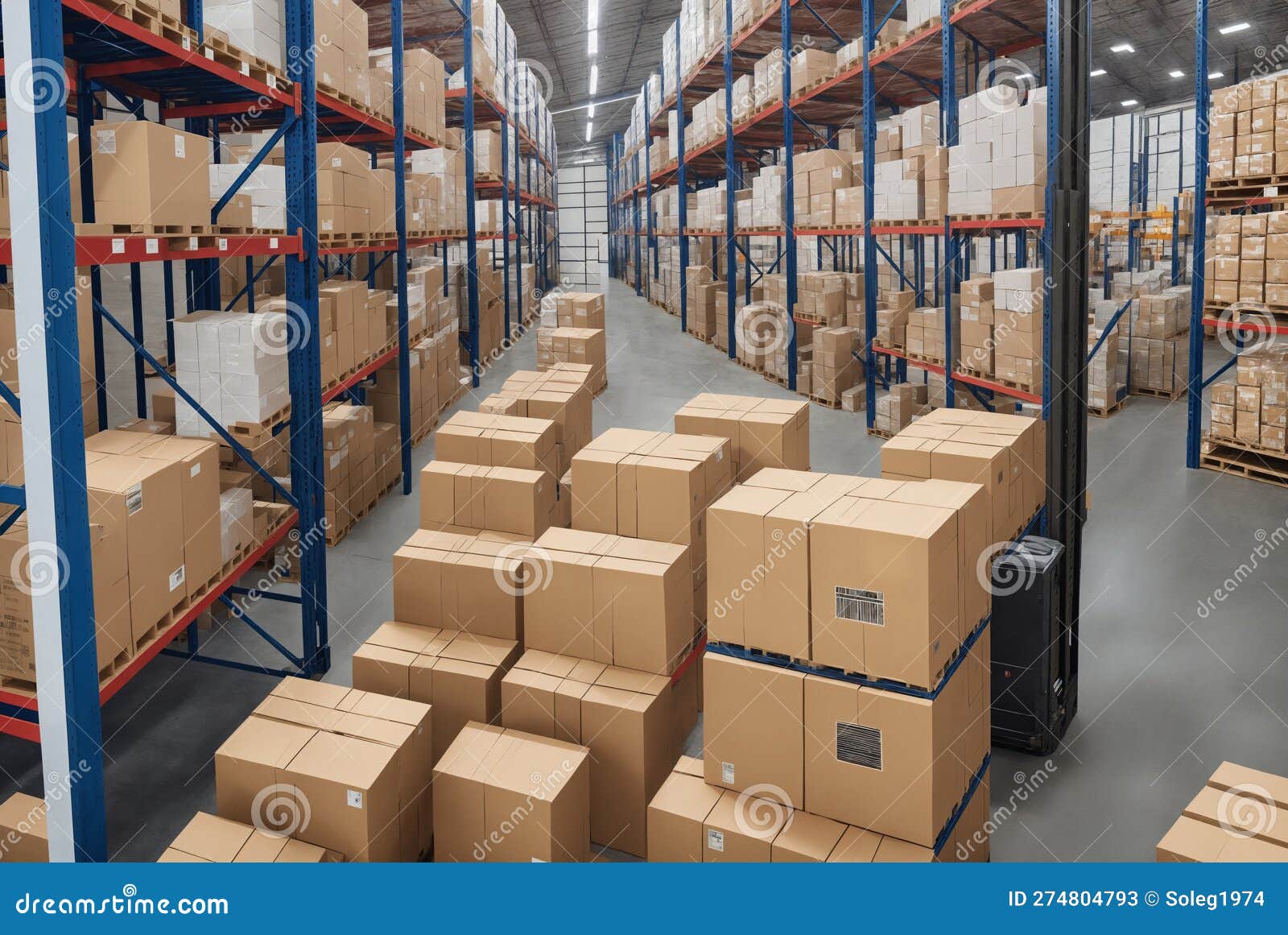 Industrial Warehouse, Shelving with Boxes. Generative AI Stock ...