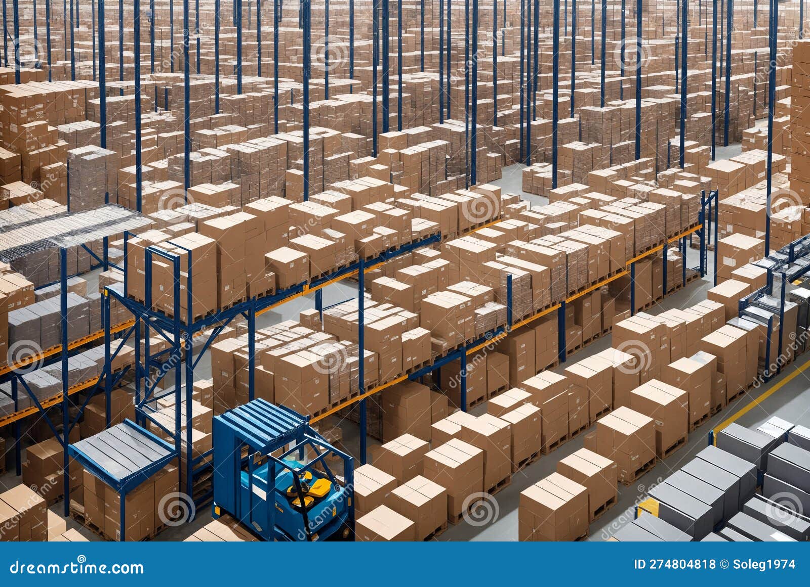 Industrial Warehouse, Shelving with Boxes. Generative AI Stock ...