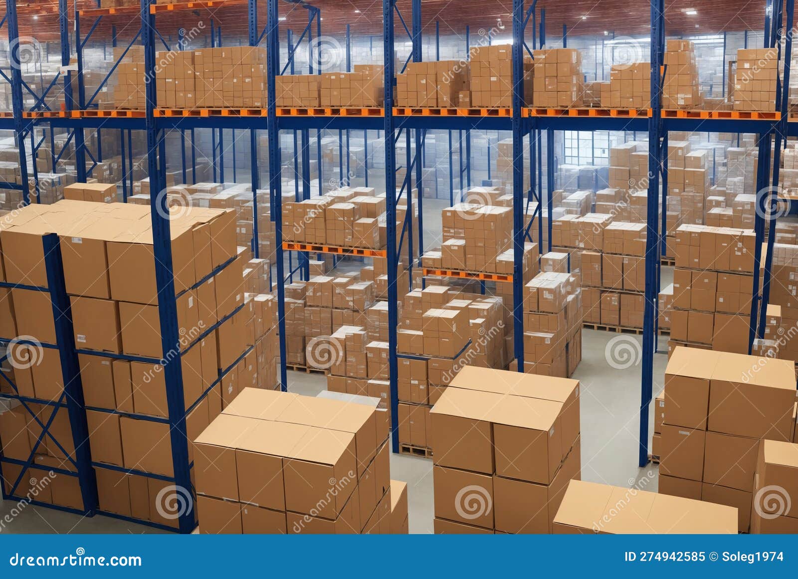 Industrial Warehouse, Shelving with Boxes. Generative AI Stock ...