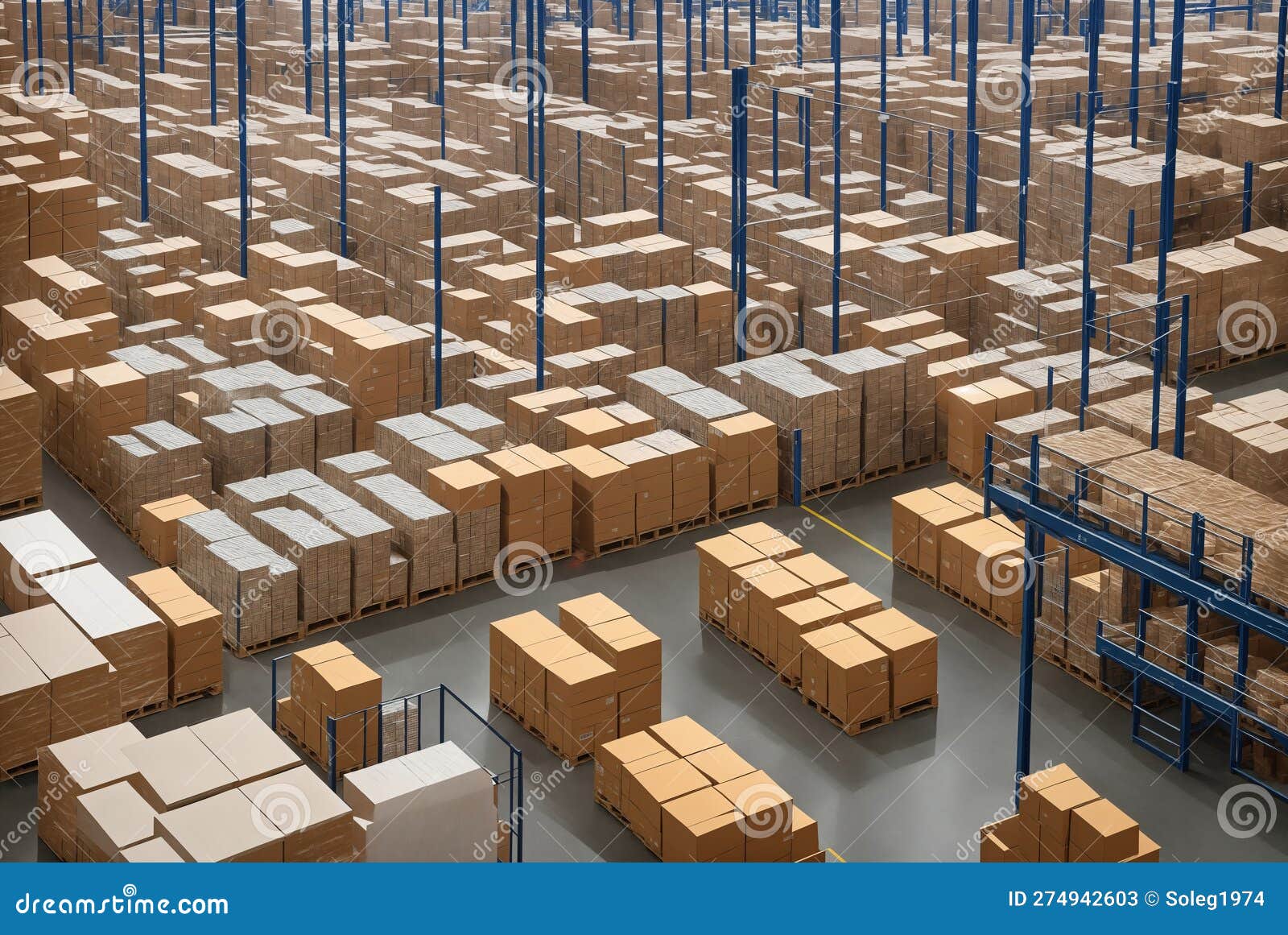 Industrial Warehouse, Shelving with Boxes. Generative AI Stock ...