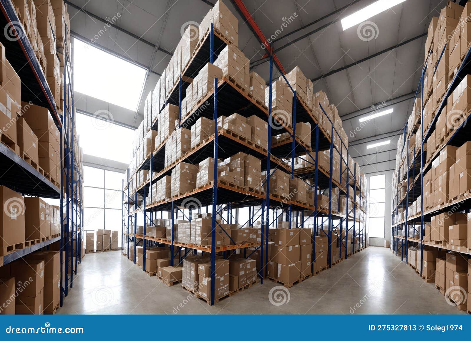 Warehouse Shelving Metalic With Boxes Royalty-Free Illustration ...