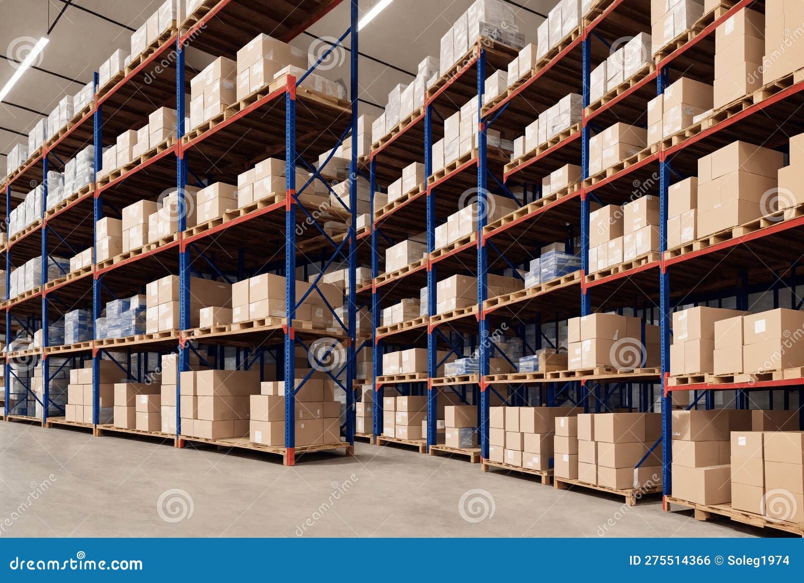 Industrial Warehouse, Shelving with Boxes. Generative AI Stock ...