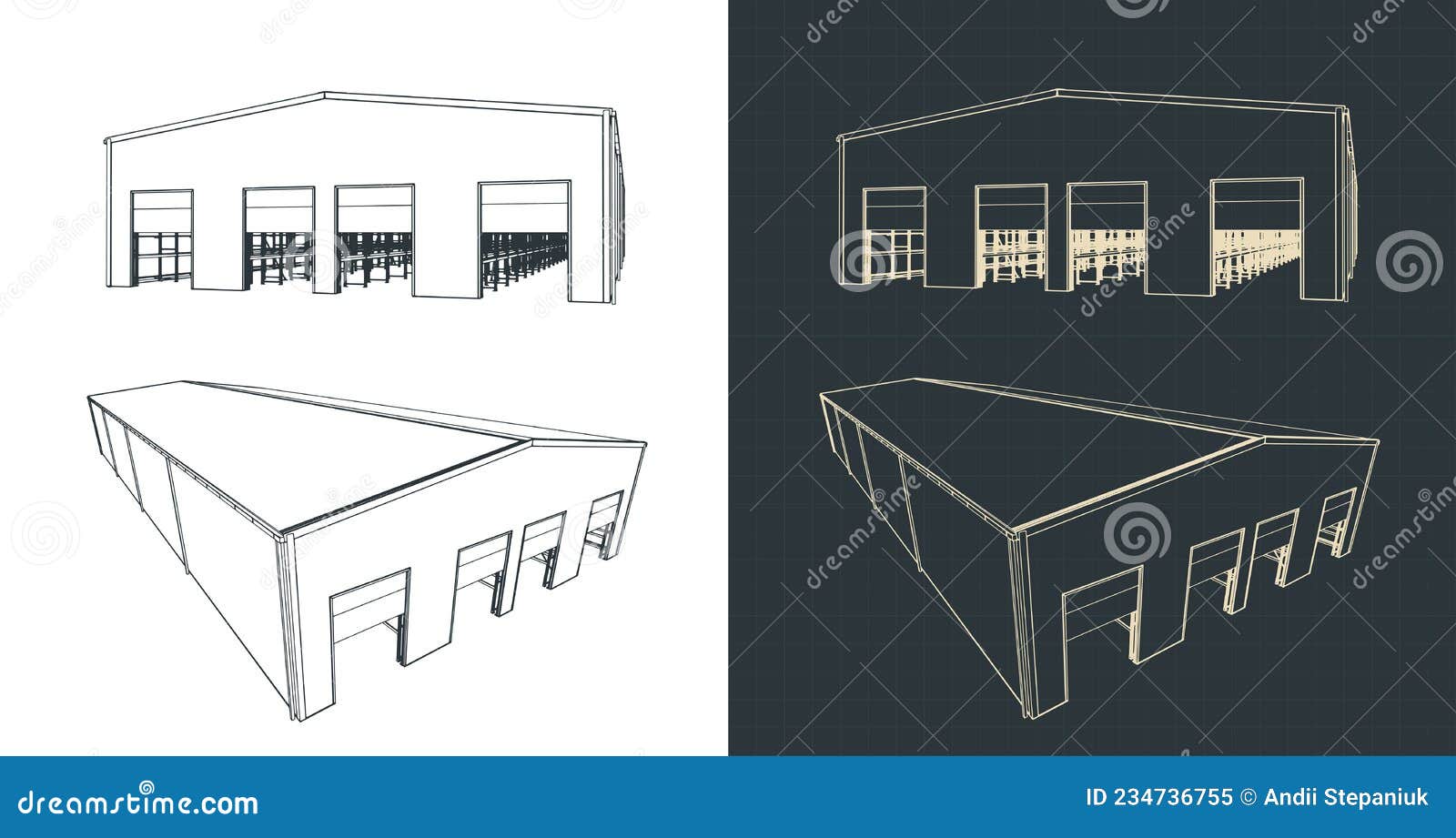 Industrial Warehouse Sketches Stock Vector - Illustration of building ...