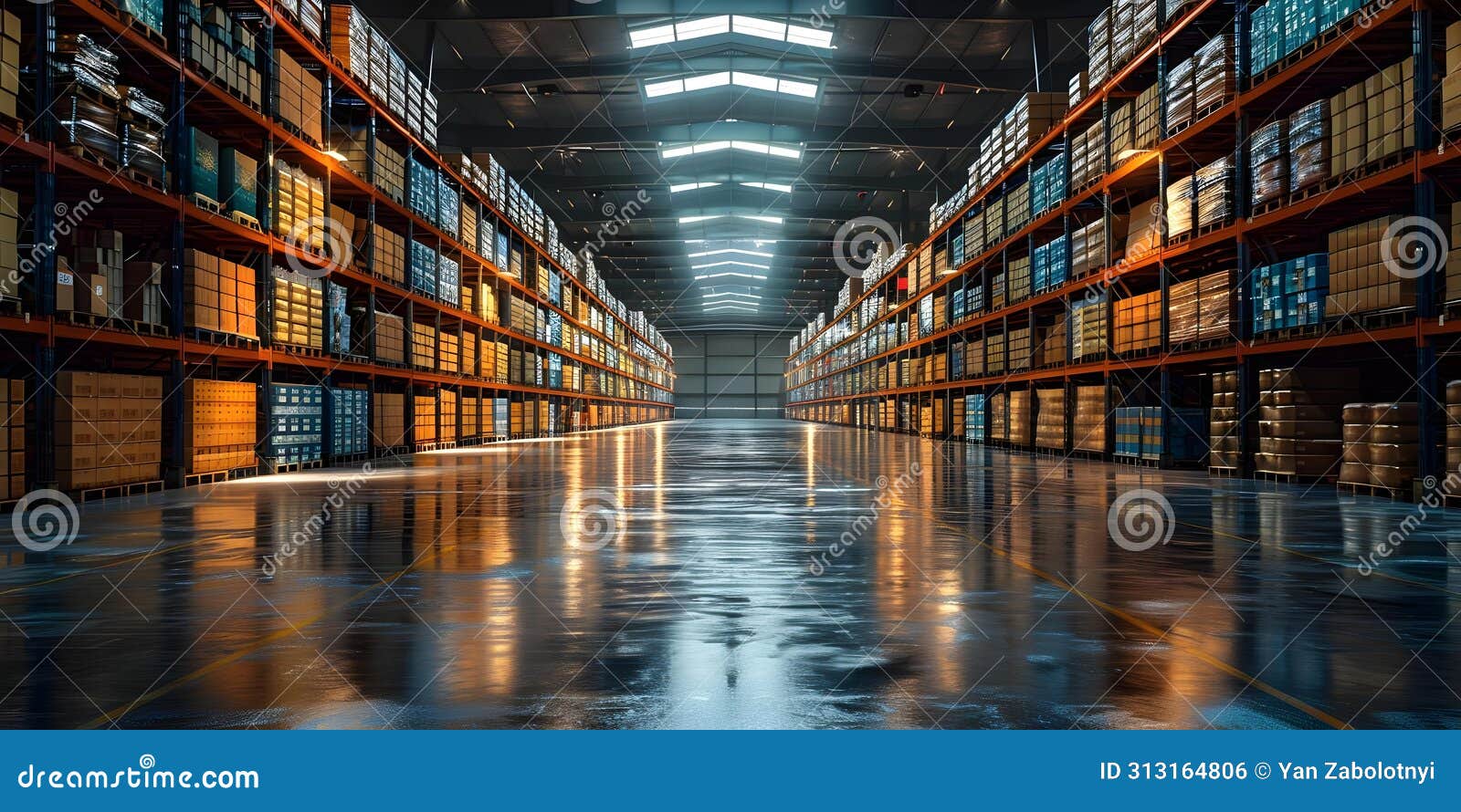 Industrial Warehouse with Stacked Racks. Concept Warehouse Organization ...