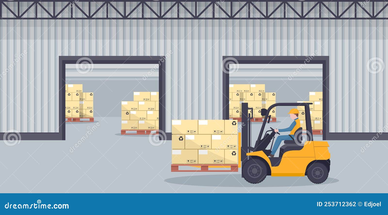 Industrial Warehouse for the Storage Products and Racks with Stacked ...