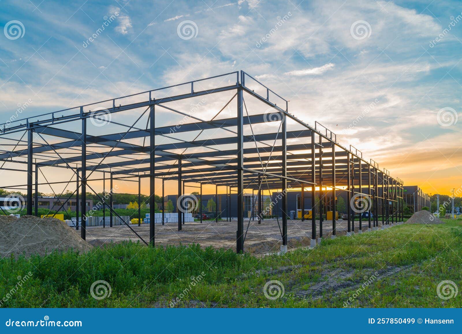 Industrial Warehouse Under Construction Stock Image - Image of open ...