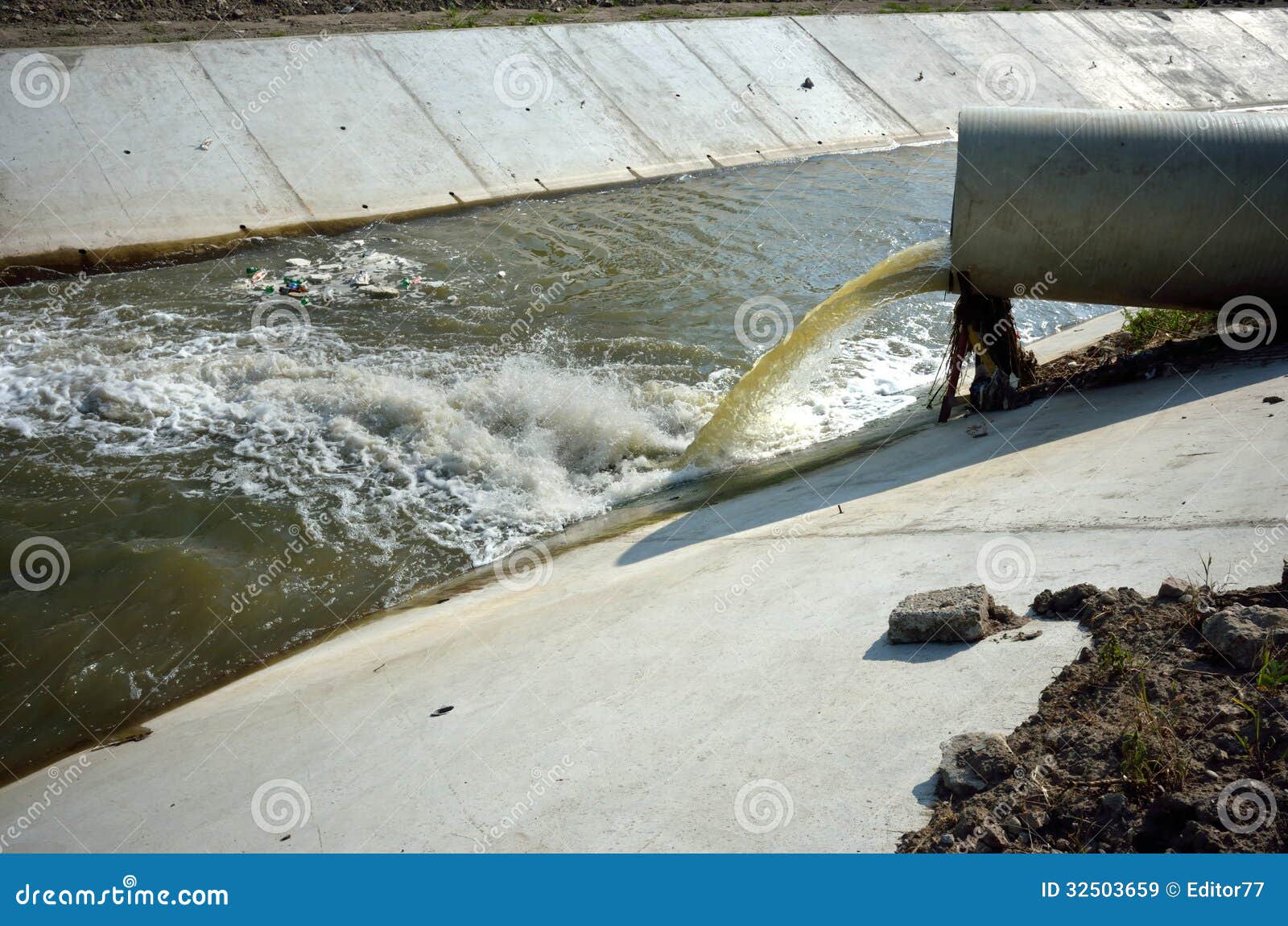 Polluted Water Overflow into the River Stock Image - Image of ...