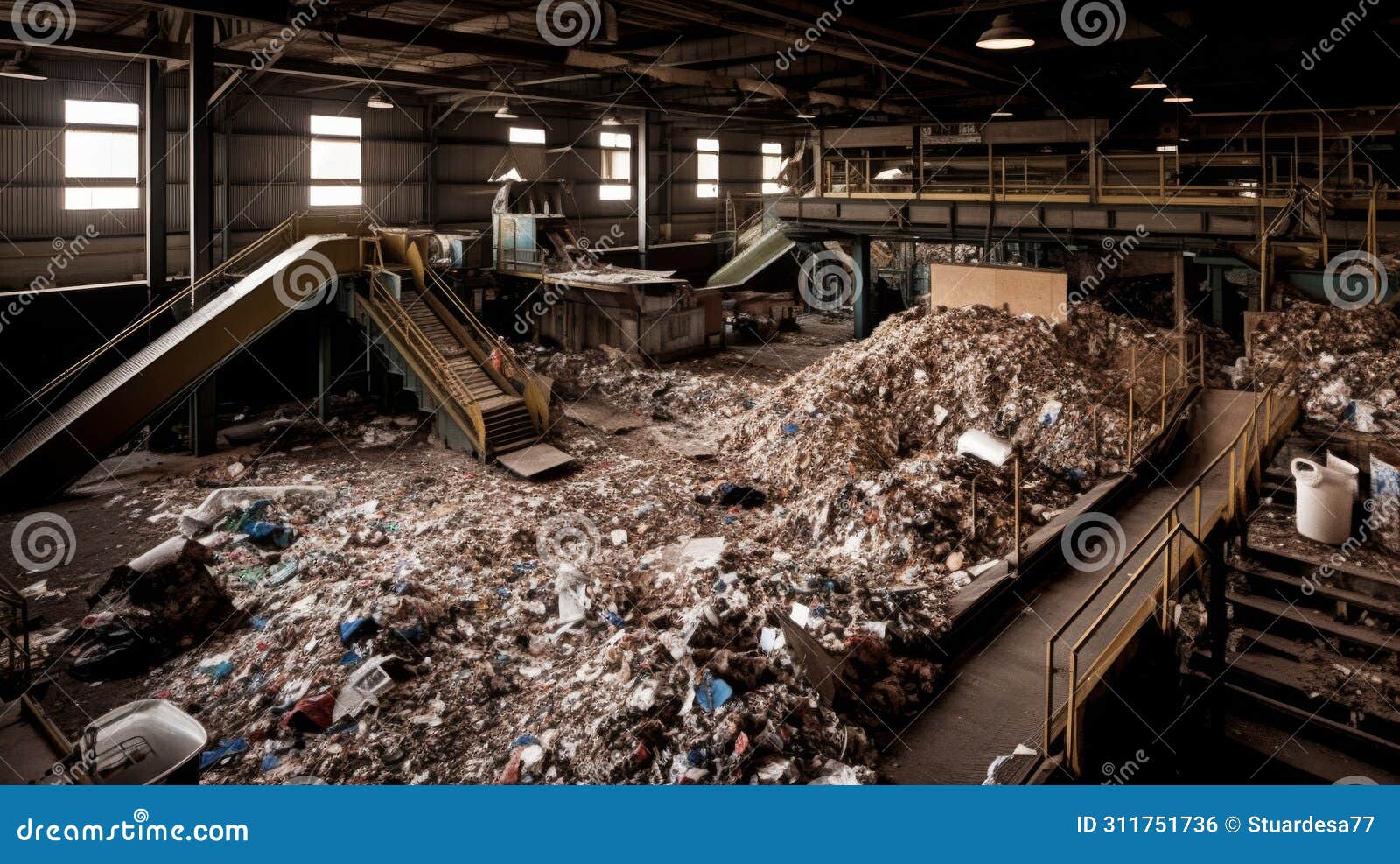Industrial Waste Management Facility Stock Photo - Image of interior ...