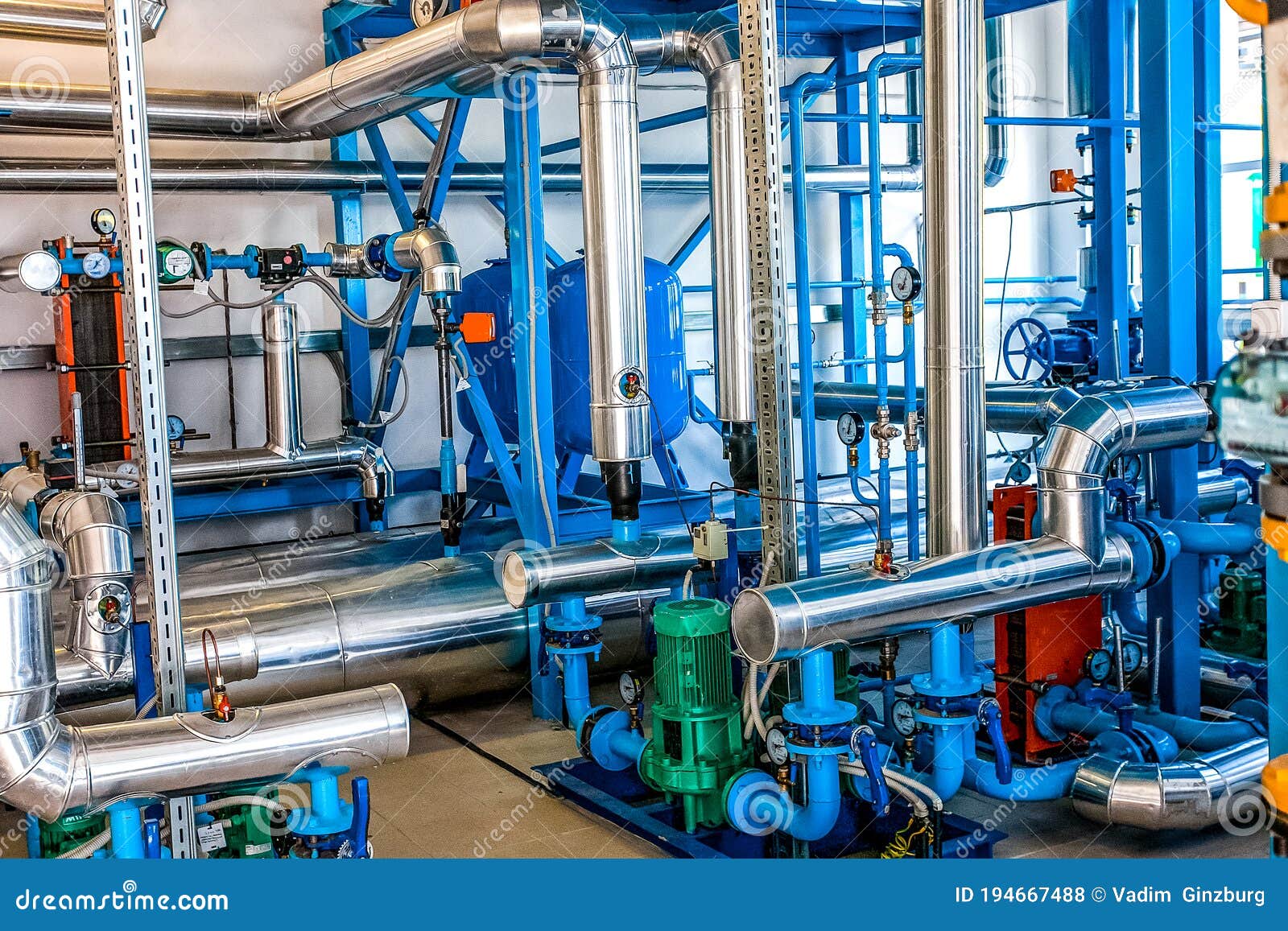 Industrial Water Pipes at the Factory. Stock Photo - Image of pipes ...