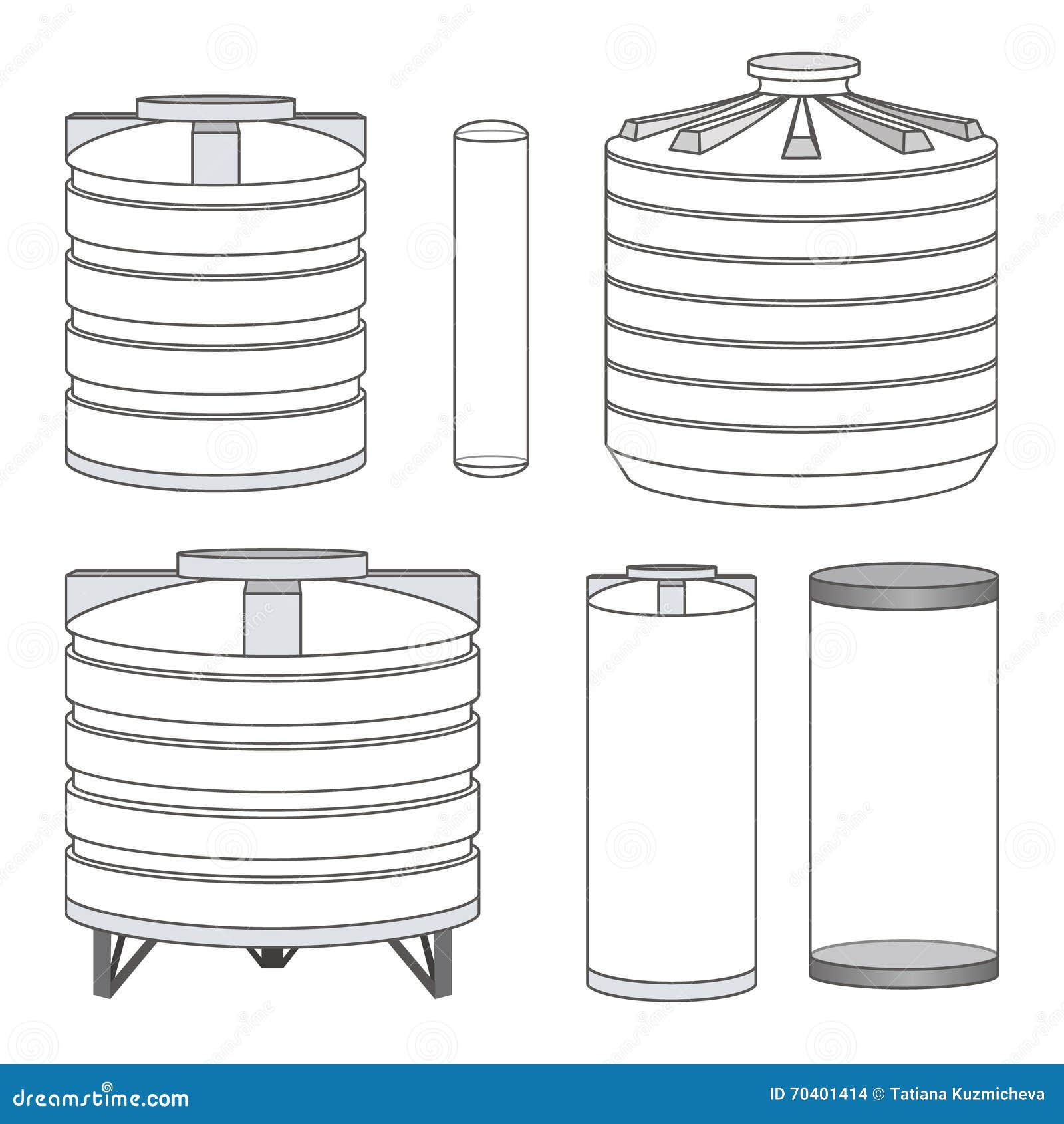Industrial Water Tanks Set. Vector Stock Vector - Illustration of ...