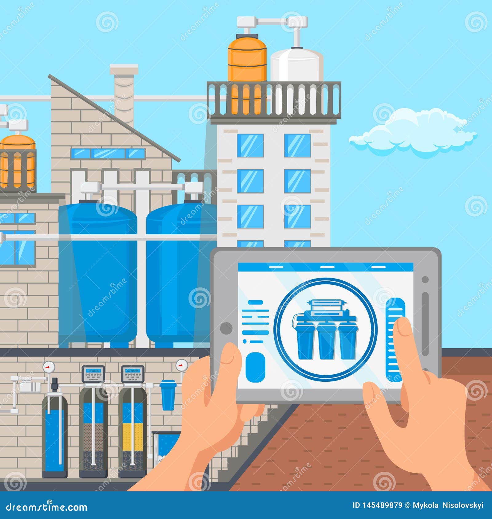 Industrial Water Pump Station. Garbage Recycling Building Facility With ...