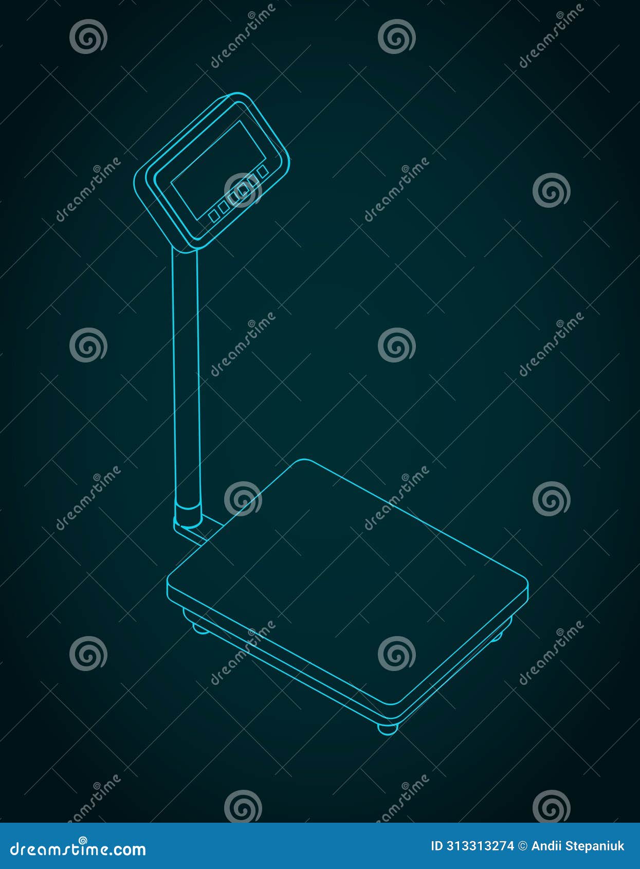 Industrial Weighing Scale Isometric Blueprint Stock Vector ...