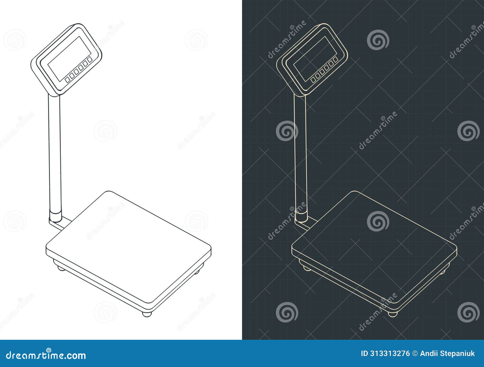Industrial Weighing Scale Isometric Blueprints Stock Vector ...