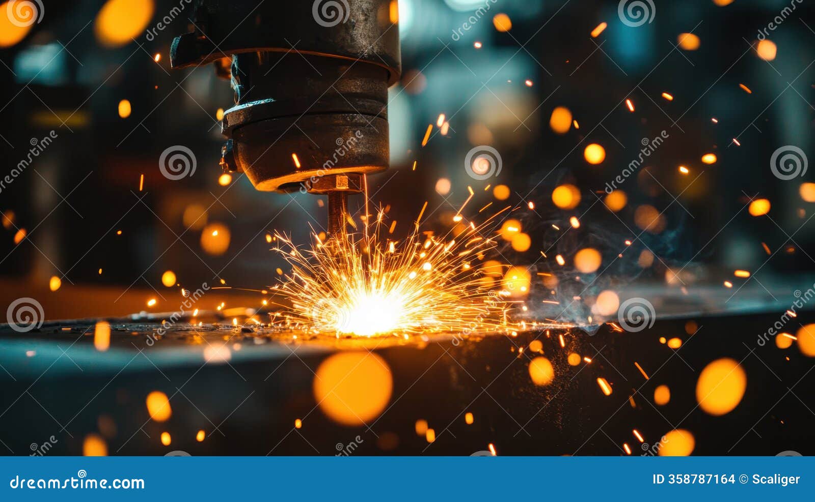 Industrial Welding Process with Vibrant Sparks in Factory Setting ...