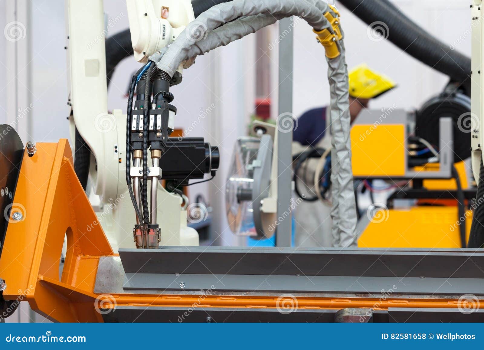 Industrial Welding Robotic Arm Stock Photo - Image of automated, focus ...