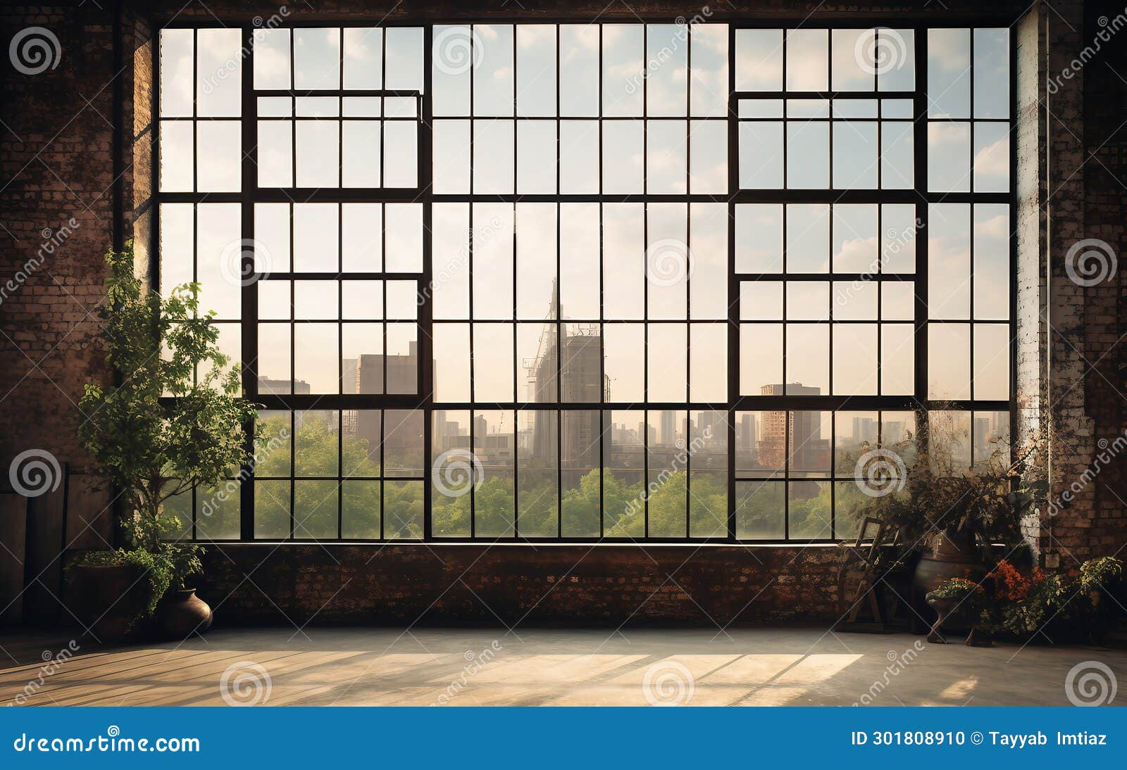 Industrial Windows Large Steel-framed Windows. Stock Illustration ...