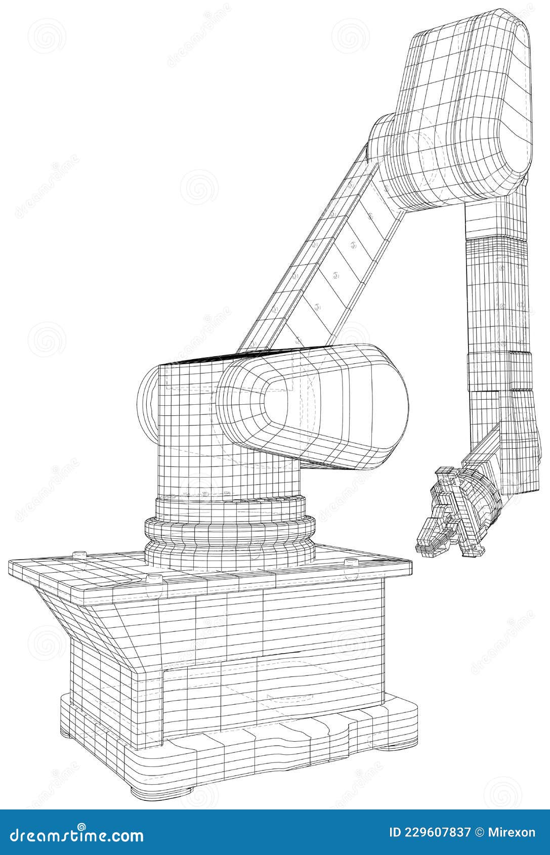 Industrial Wire-frame Robot Hand Isolated on White. Technical Vector ...