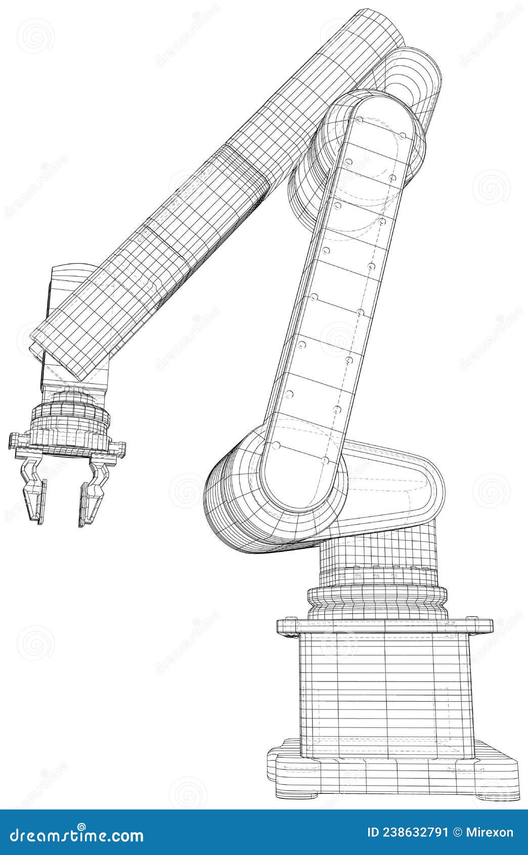 Industrial Wire-frame Robot Hand. Technical Vector Rendering of 3d ...