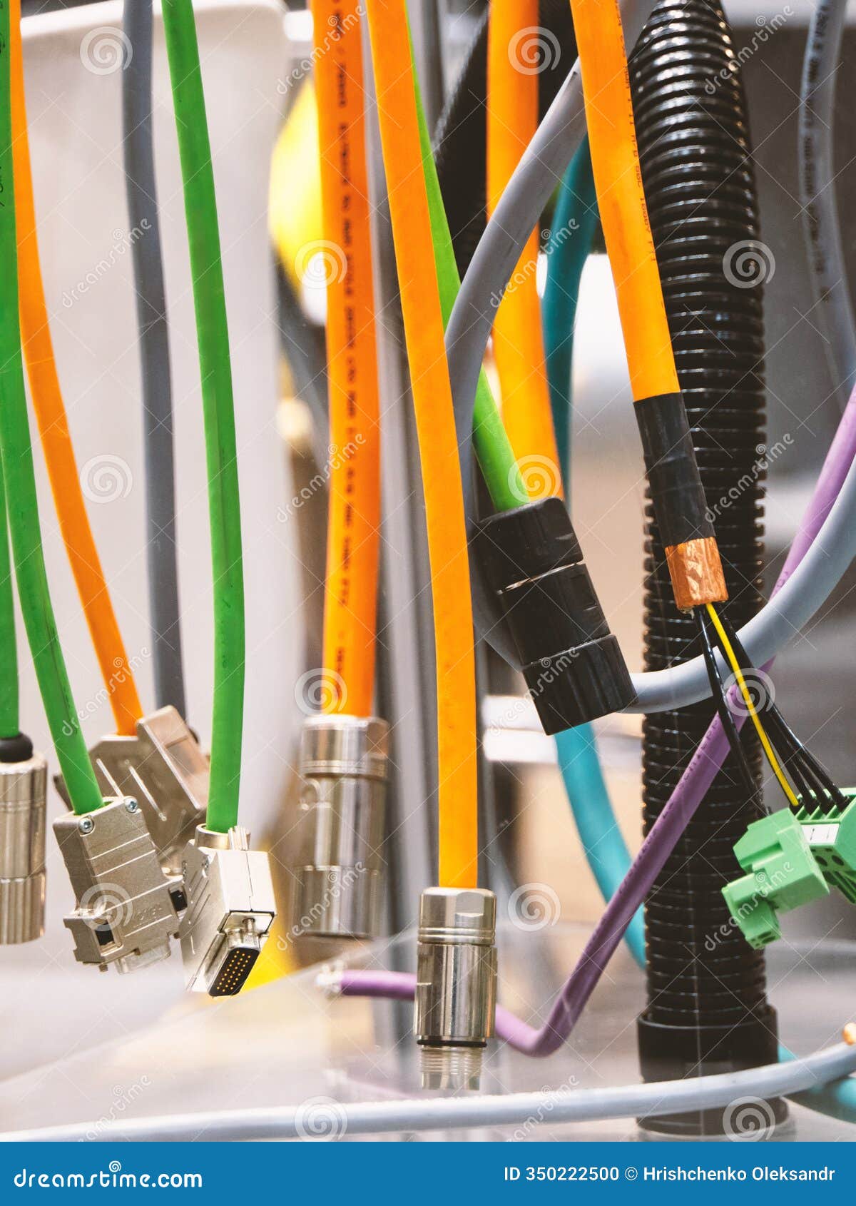 Industrial Wiring with Colorful Cables and Connectors Stock Photo ...