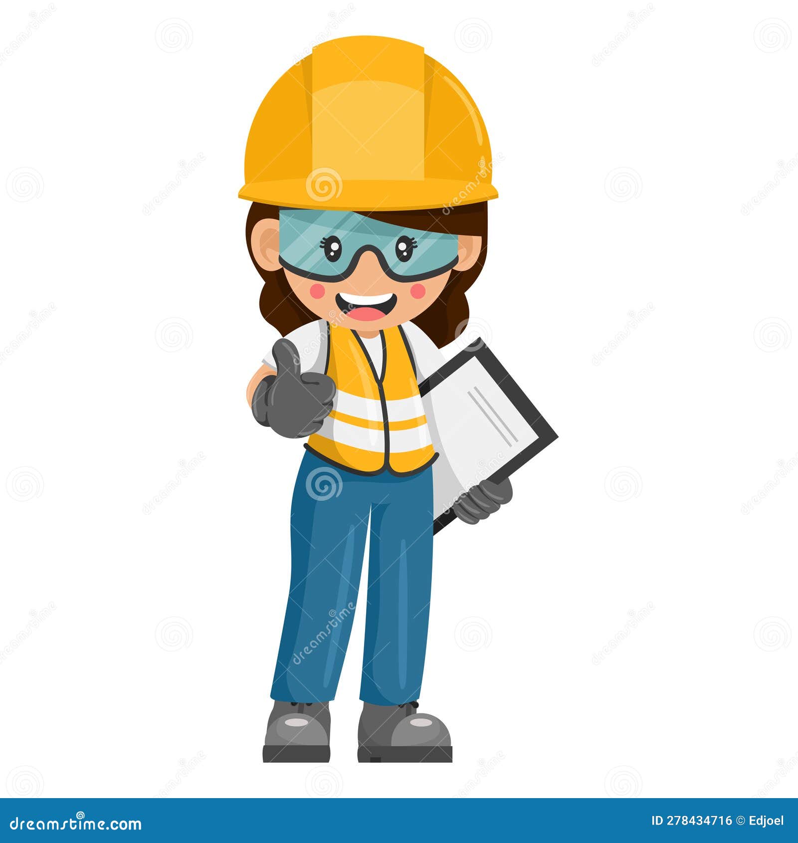 Industrial Woman Worker with Notepad for Project Evaluation with Thumb ...
