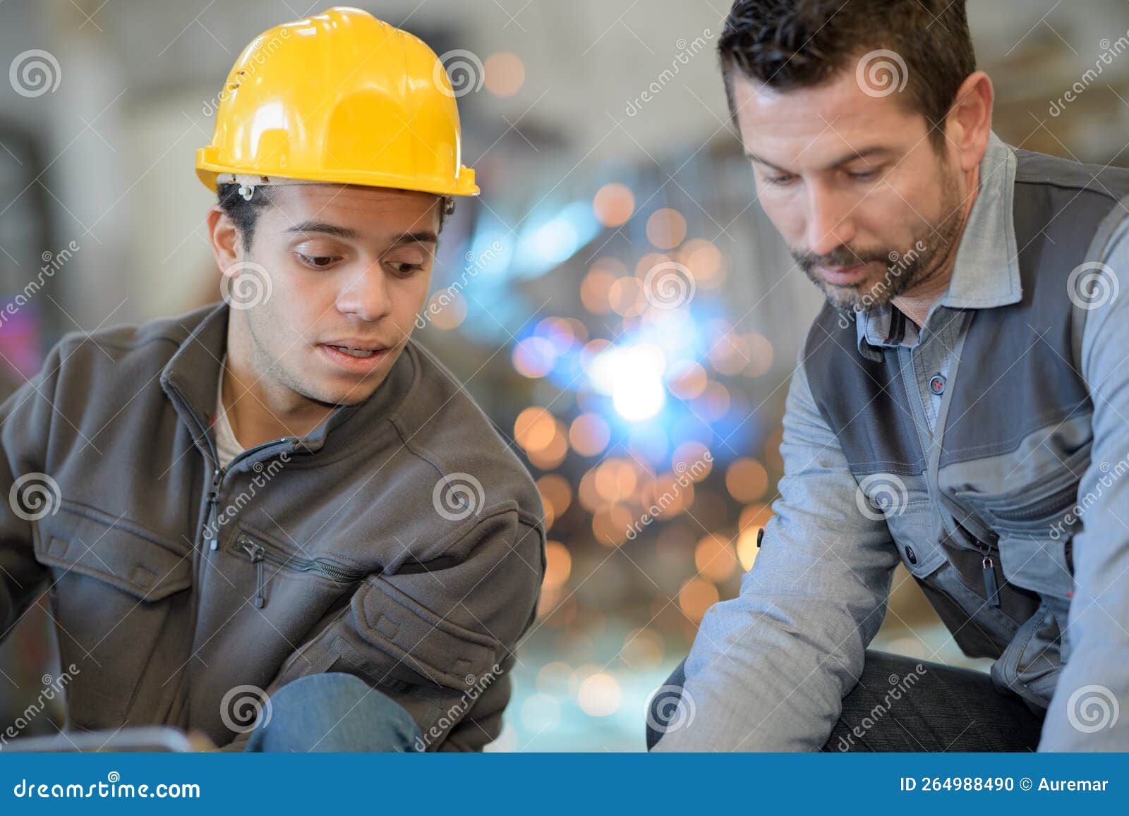 Industrial Worker and Boss Closeup in Factory Stock Photo - Image of ...