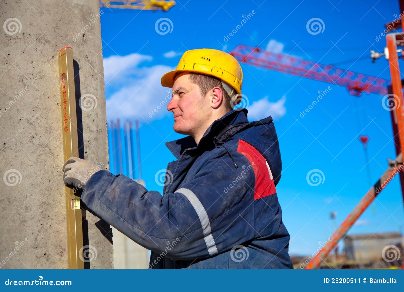 Industrial Worker Checking Vertical Level Stock Image - Image of bubble ...