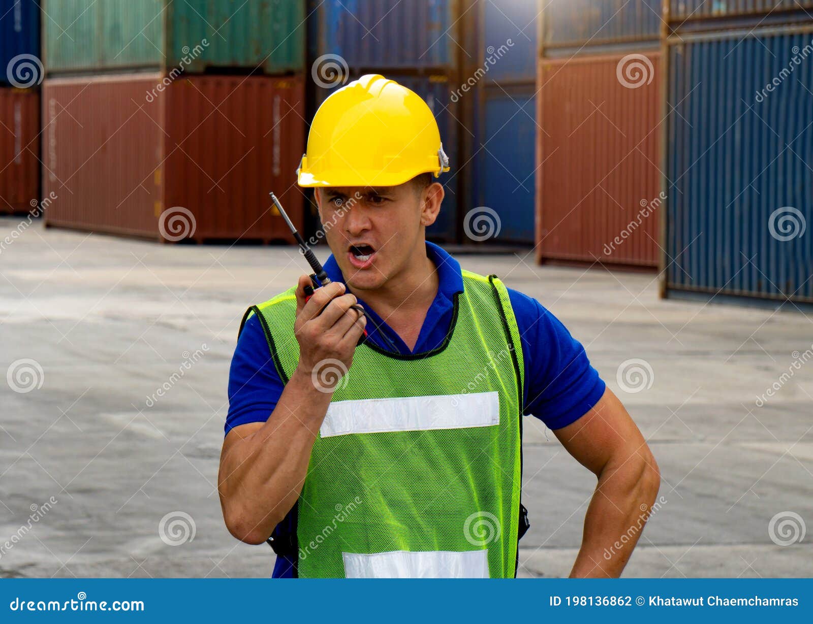 Industrial Worker is Controlling Container Loading in Import-export ...