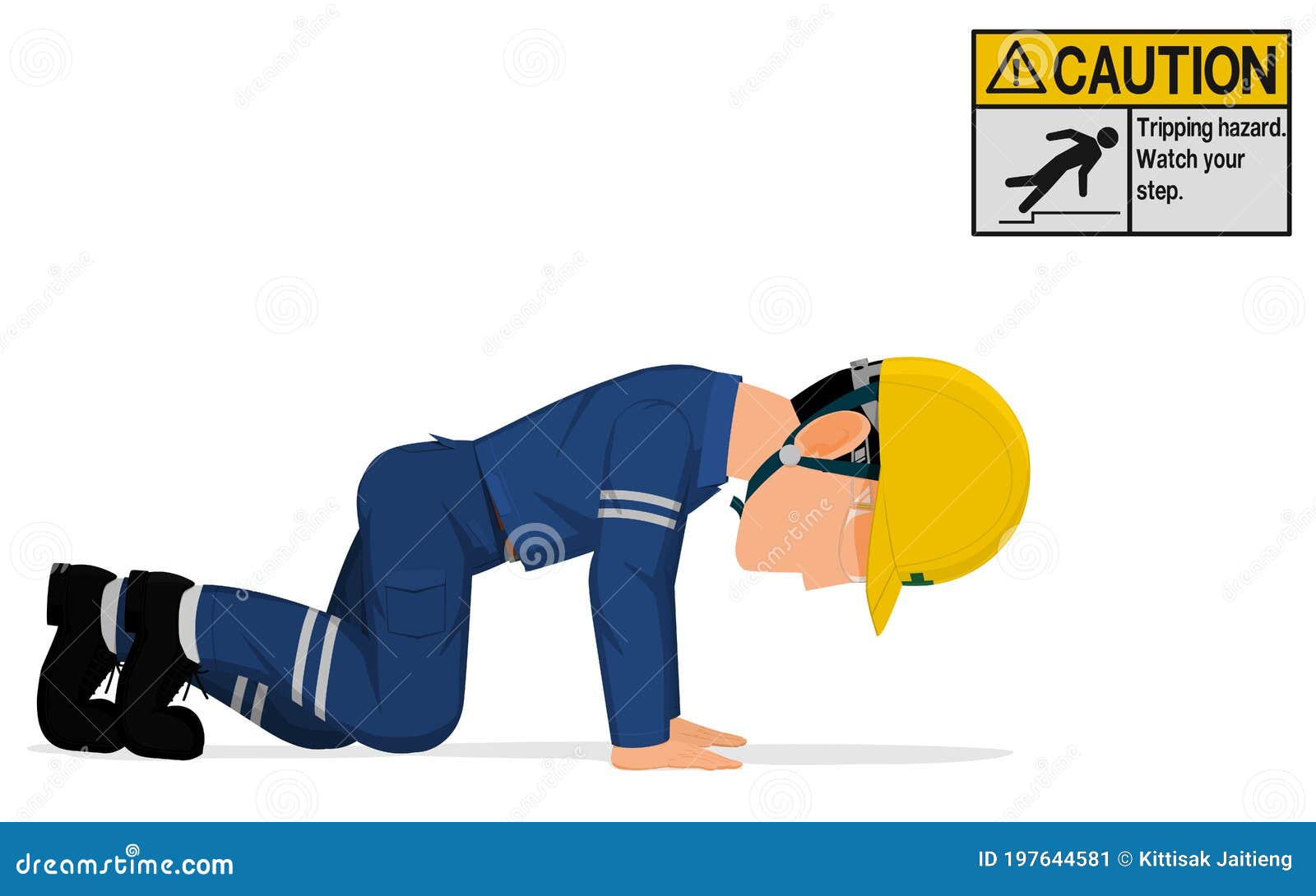 An Industrial Worker is Crawling on the Floor Stock Vector ...