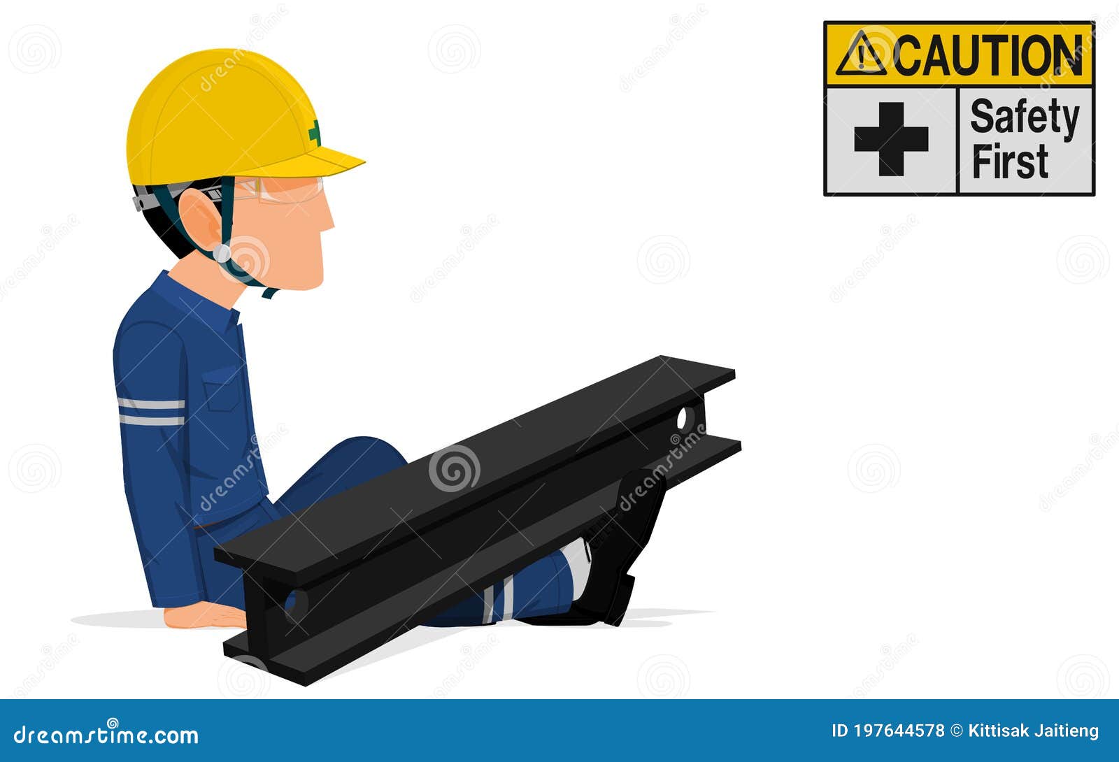 An Industrial Worker is Crushed by the Steel Beam Stock Vector ...