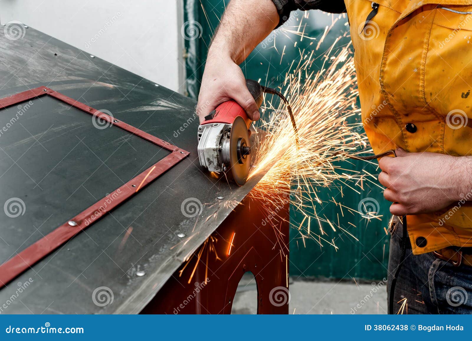 Industrial Worker Cutting Metal Stock Photo - Image of construction ...