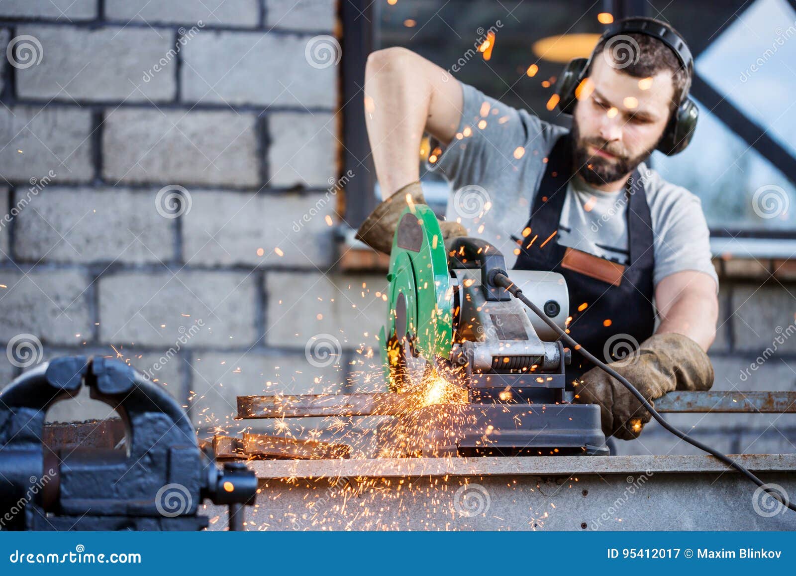 Industrial Worker Cutting Metal Stock Image - Image of hand, industrial ...