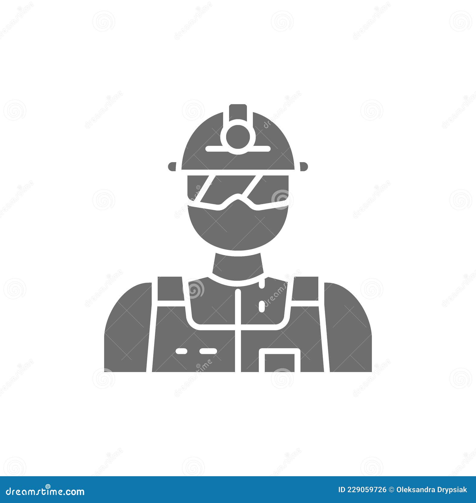 Industrial Worker, Engineer, Builder, Miner Grey Icon. Stock Vector ...