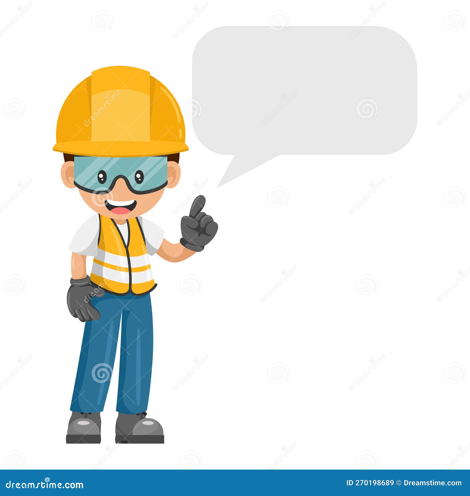 Industrial Worker with His Personal Protective Equipment with Dialog Box Vignette with Copy ...